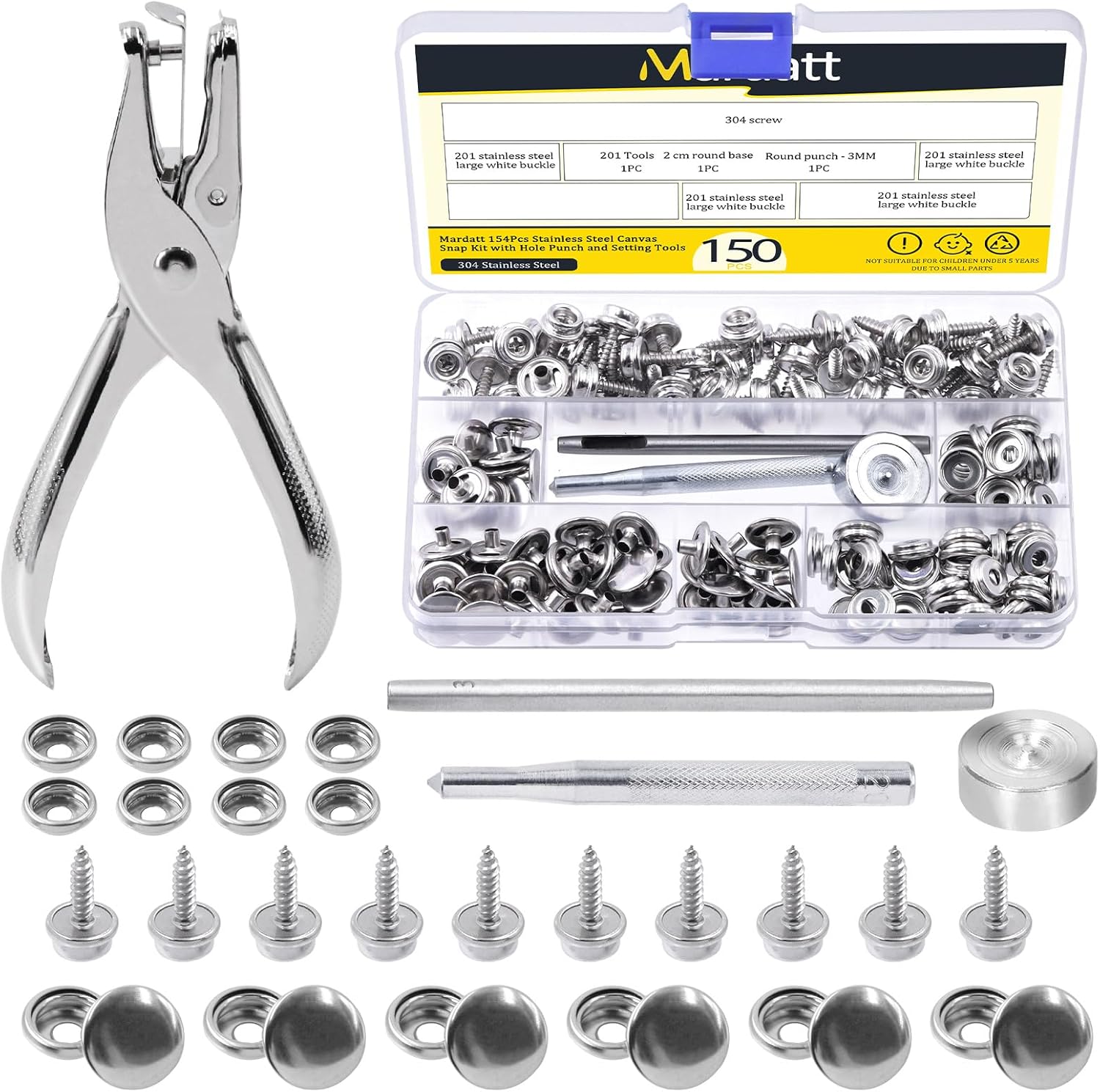 Mardatt 50 Sets Canvas Snap Kit Includes Material Hole Punch and ...