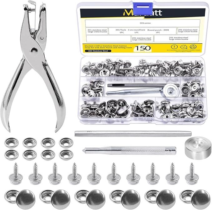 Mardatt 50 Sets Canvas Snap Kit Includes Material Hole Punch and ...