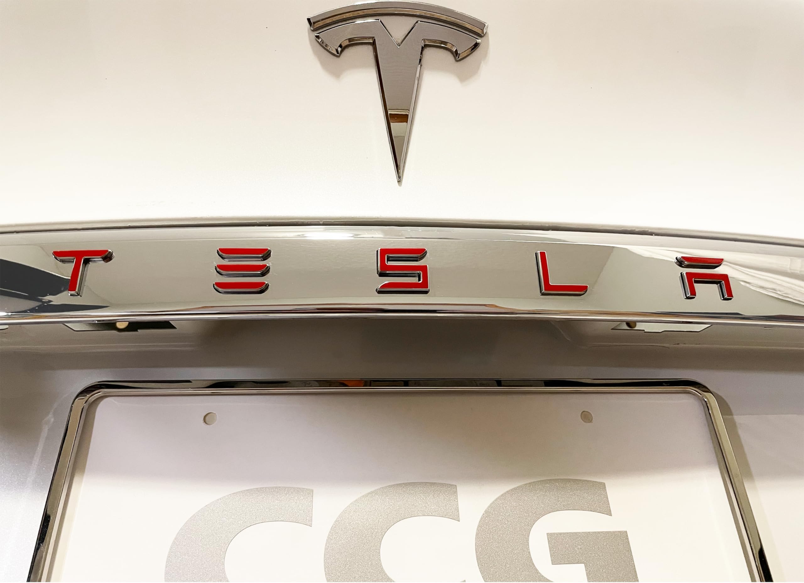 Amazon.com - Large Red: Tesla Logo Sticker (Vinyl Decal Insignia Elon ...