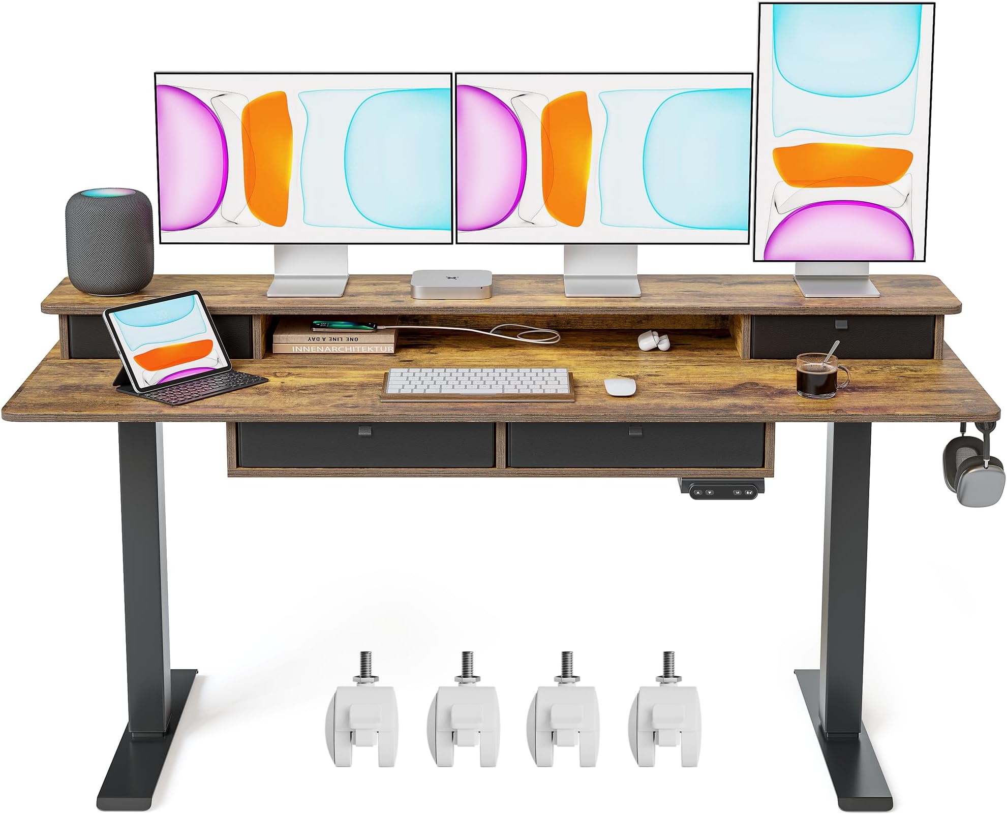 Amazon.com: Homall Electric Standing Desk with Triple Drawers ...