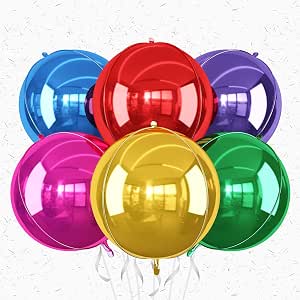 Amazon.com: 6Pcs Colorful Round Foil Balloons,Giant 4D Round Ball ...