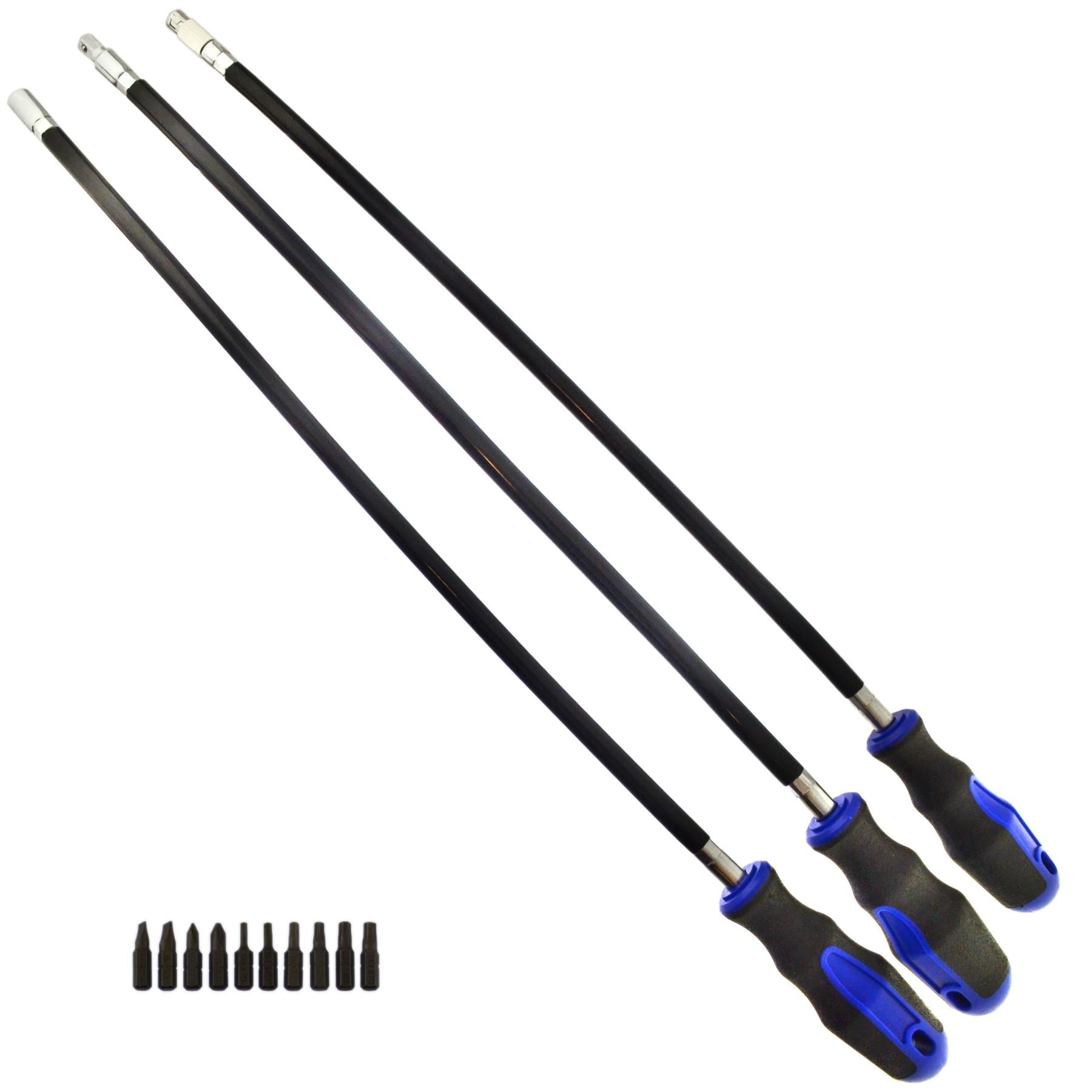 3pc Extra Long Flexi Screwdriver Socket Holder and Bits Set AU042 ...