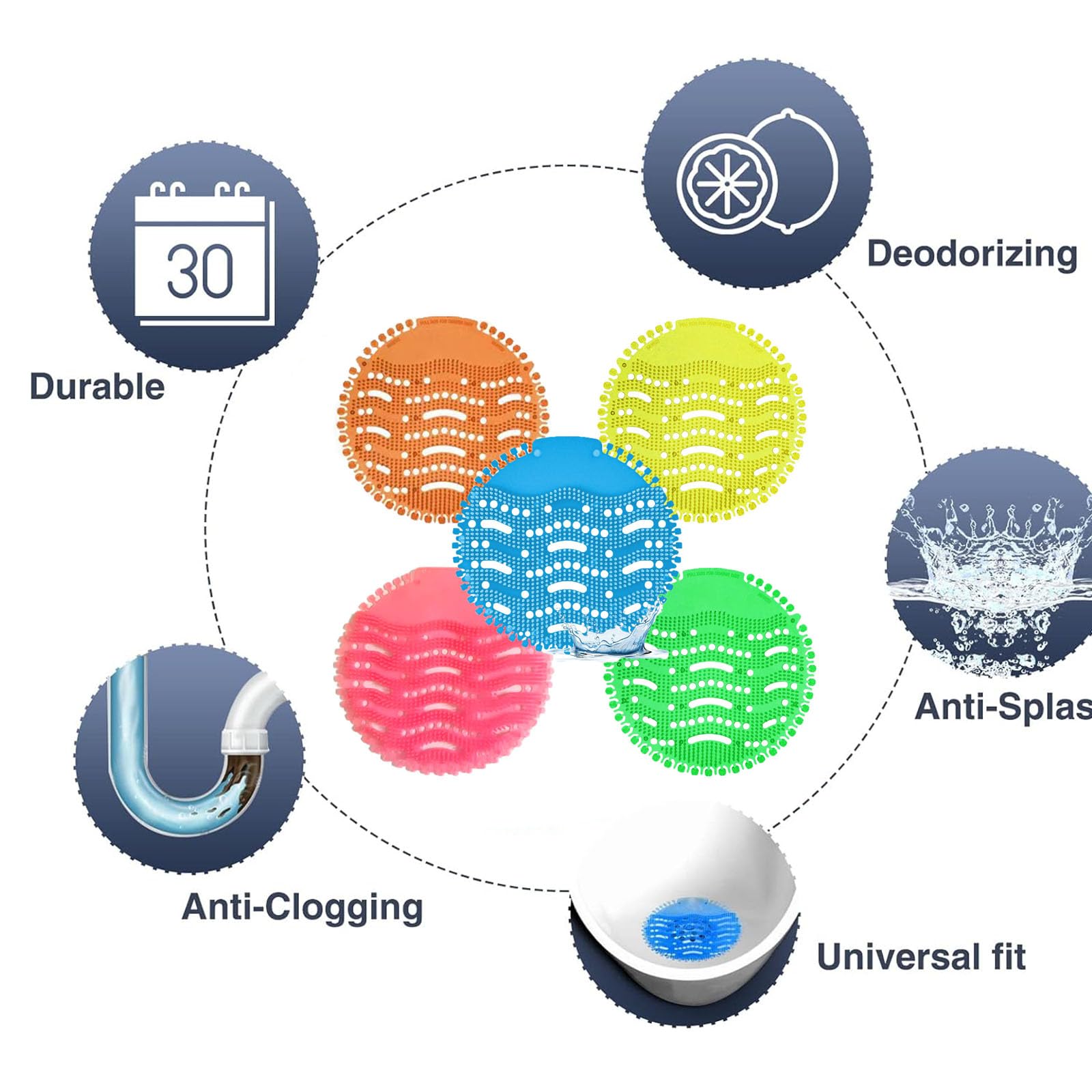 Urinal Screen S Deodorizer & Anti-Splash - 15 Pack Multi-Color Urinal ...