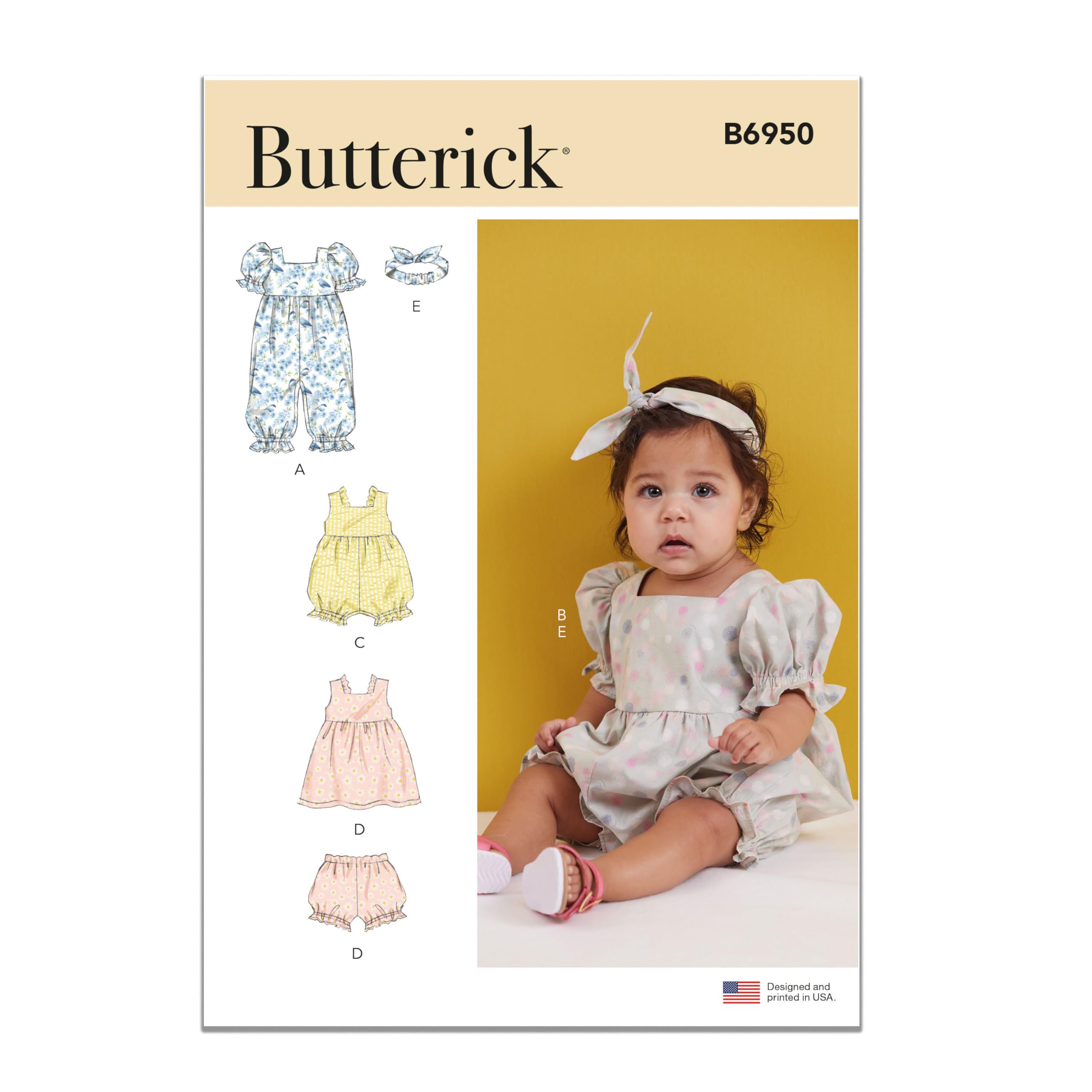 Amazon.com: Butterick Babies' Headband, Bloomers, Rompers, and Dress ...