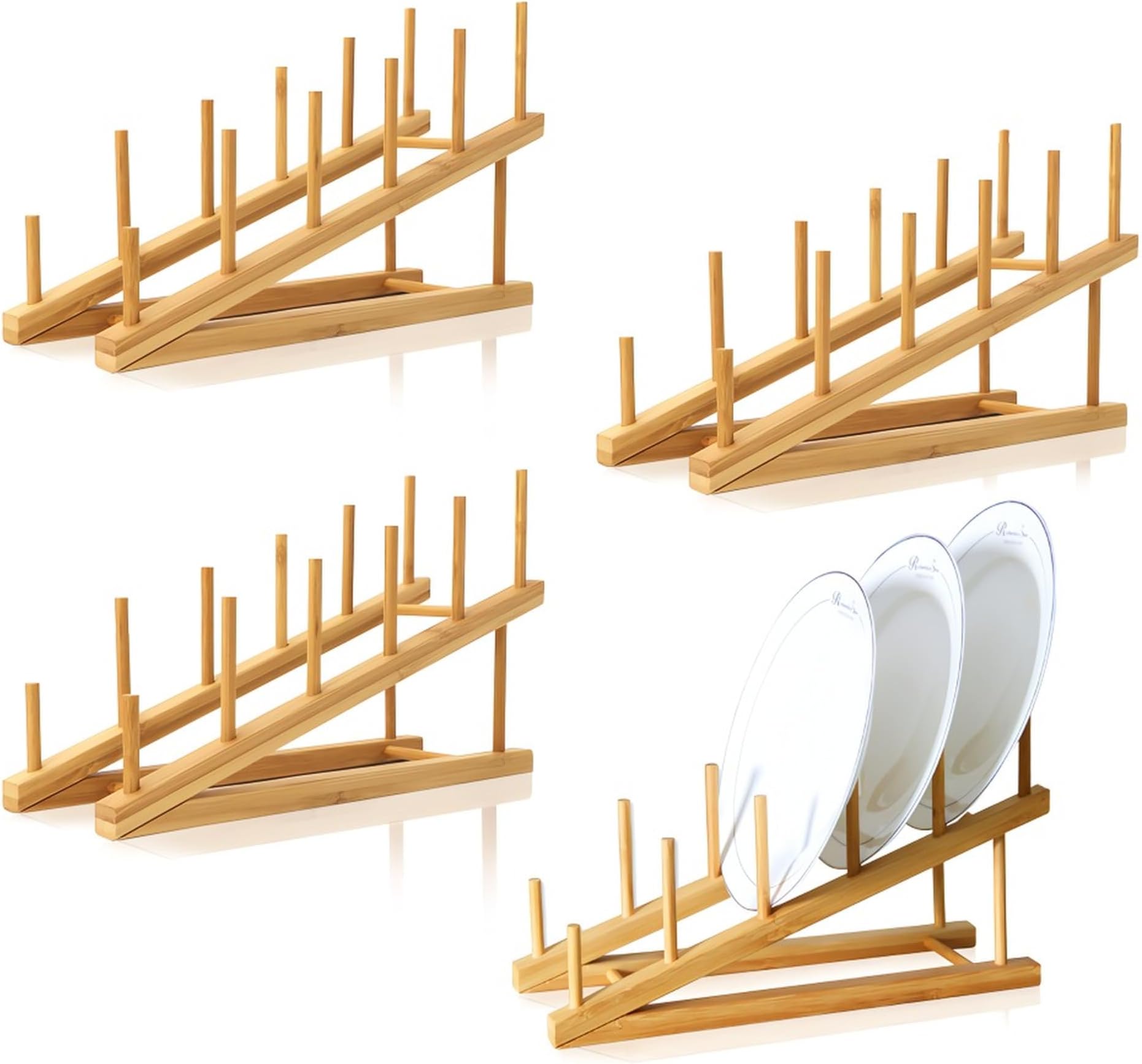 Amazon.com - Suclain 6 Pcs Wooden Bamboo Dish Drying Rack Kitchen ...