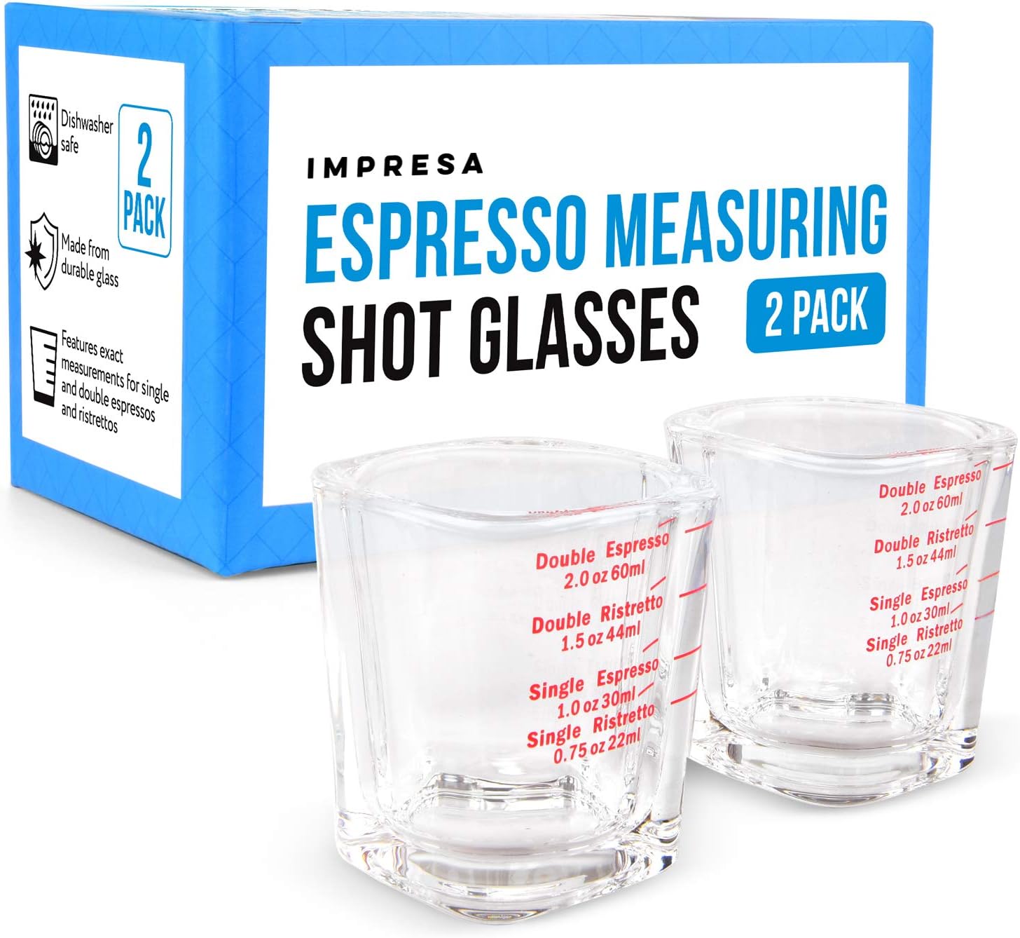 Amazon.com: Mfacoy 2 Pack Measuring Cups, 75ML Espresso Cups with Handle, Espresso Shot Glasses ...