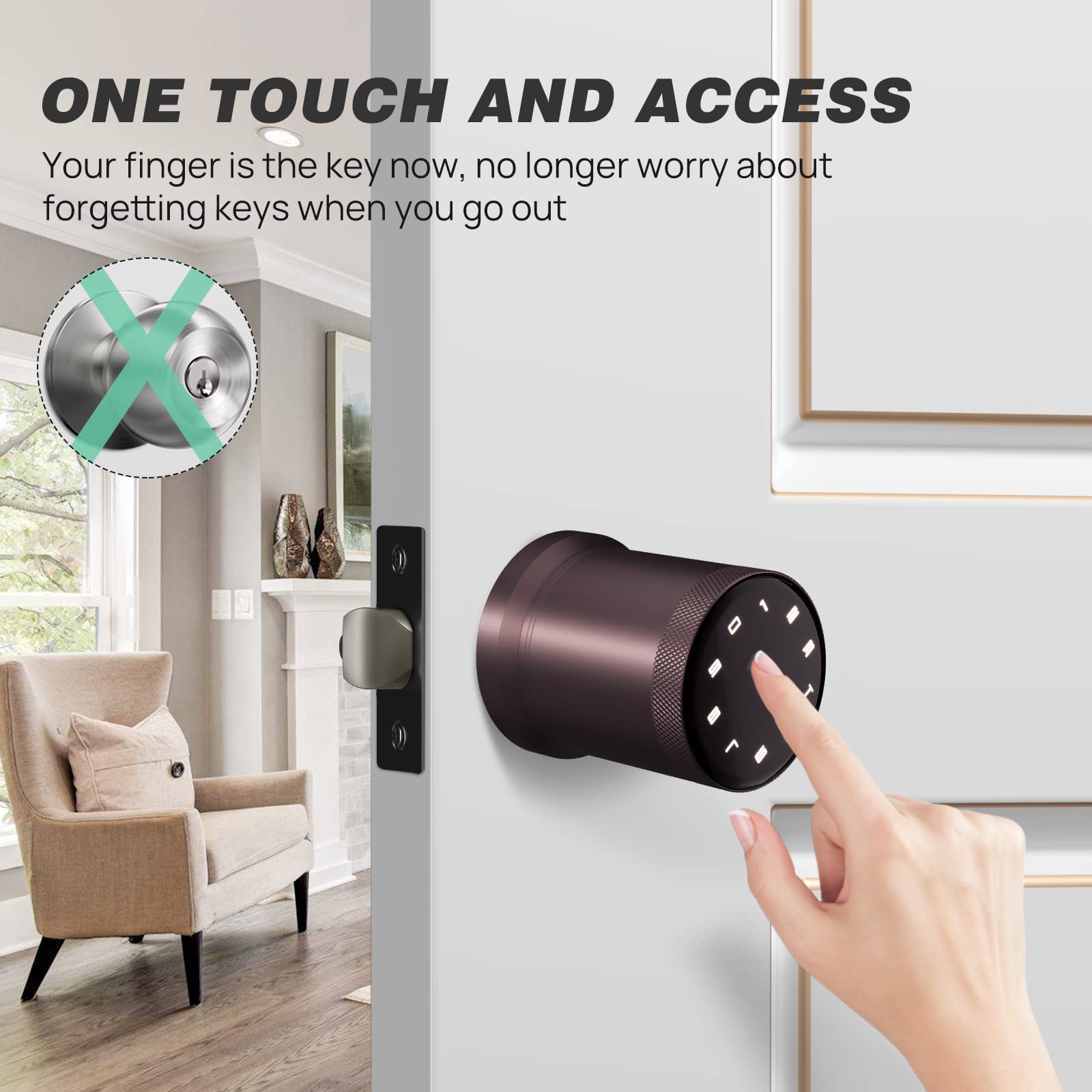 Remote Bedroom Door Lock Keyless Entry Keypad Fingerprint Smart Lock: