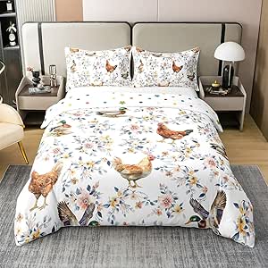 Amazon.com: Erosebridal 100% Cotton Vintage Pet Chicken Twin Size Bedding Set,Mallard Duck ...