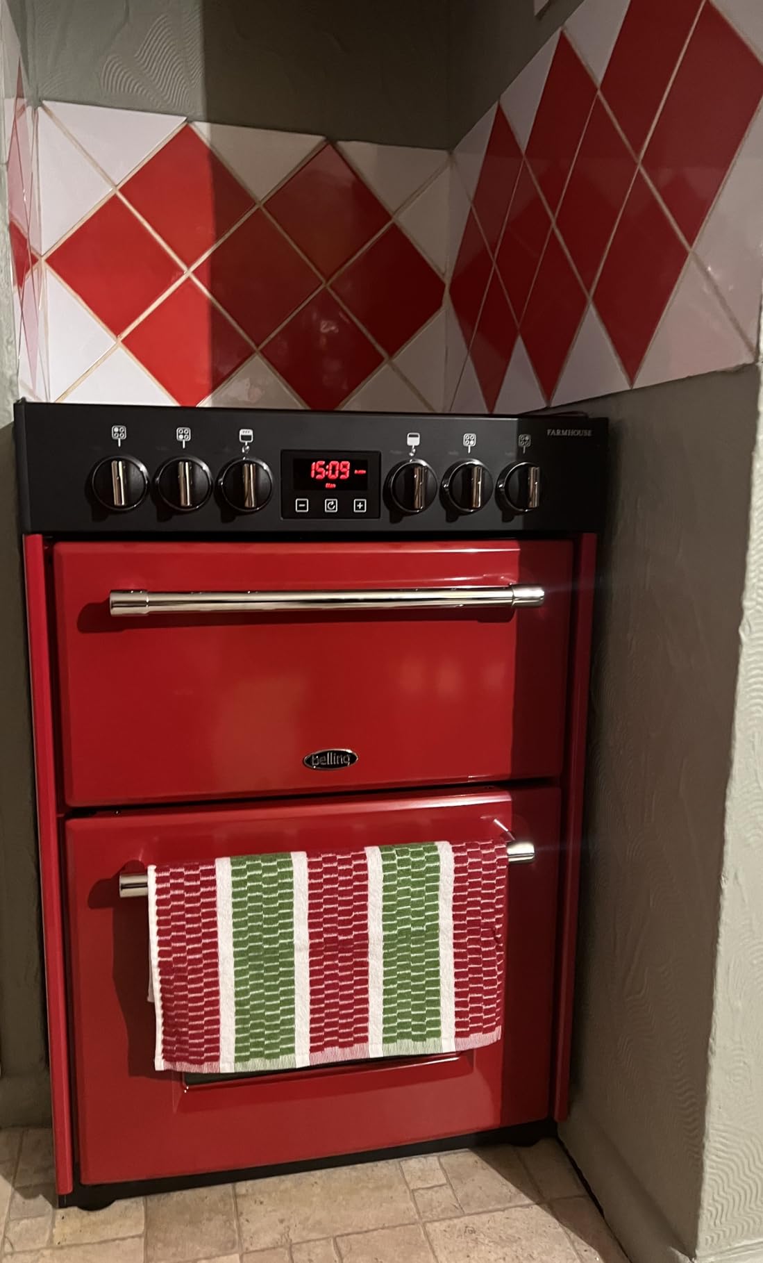 Belling Farmhouse 60E Ceramic Range Cooker, Jalapeno Red, 60cm : Amazon ...