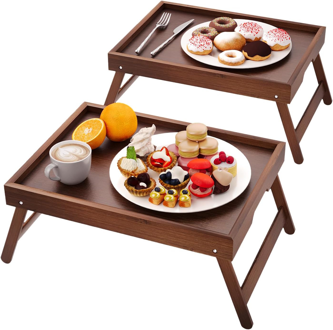 Amazon.com - Fibogollo 2 Pack Bamboo Bed Tray Table with Folding Legs ...