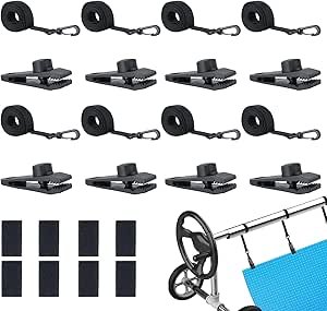 Amazon.com: Kefly Pool Solar Cover Reel Clips & Straps Kit 24Pcs, Pool ...