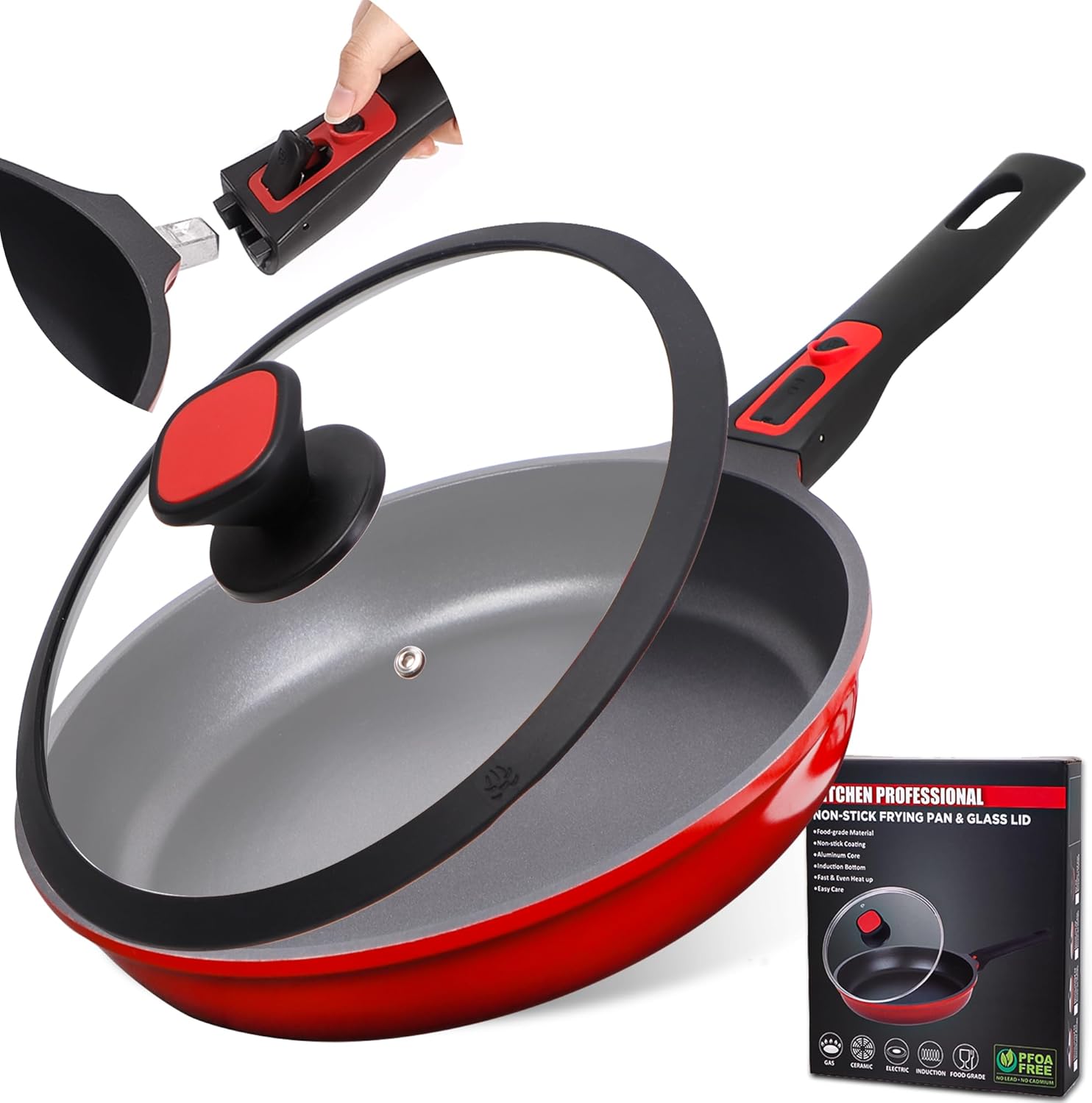 Amazon.com: DIIG Nonstick Frying Pan Skillet with Silicone Lid, 10 Inch ...