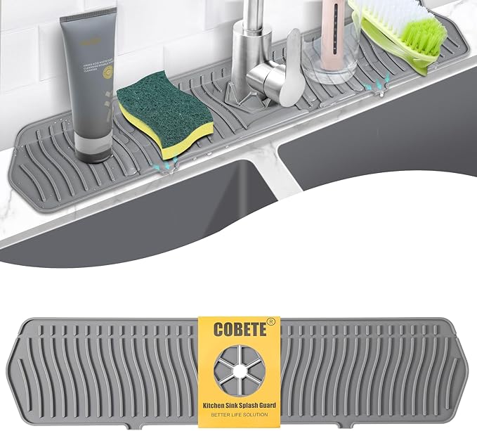 Amazon.com: COBETE Kitchen Sink Splash Guard, 24in Faucet Mat Splash ...