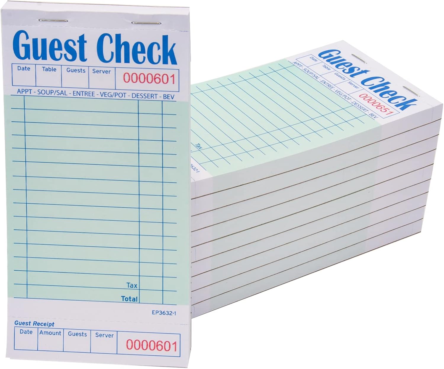 Amazon.com: DGBDPACK Guest Check Pads EP-3632-1 (10 Pads), Total 500 ...