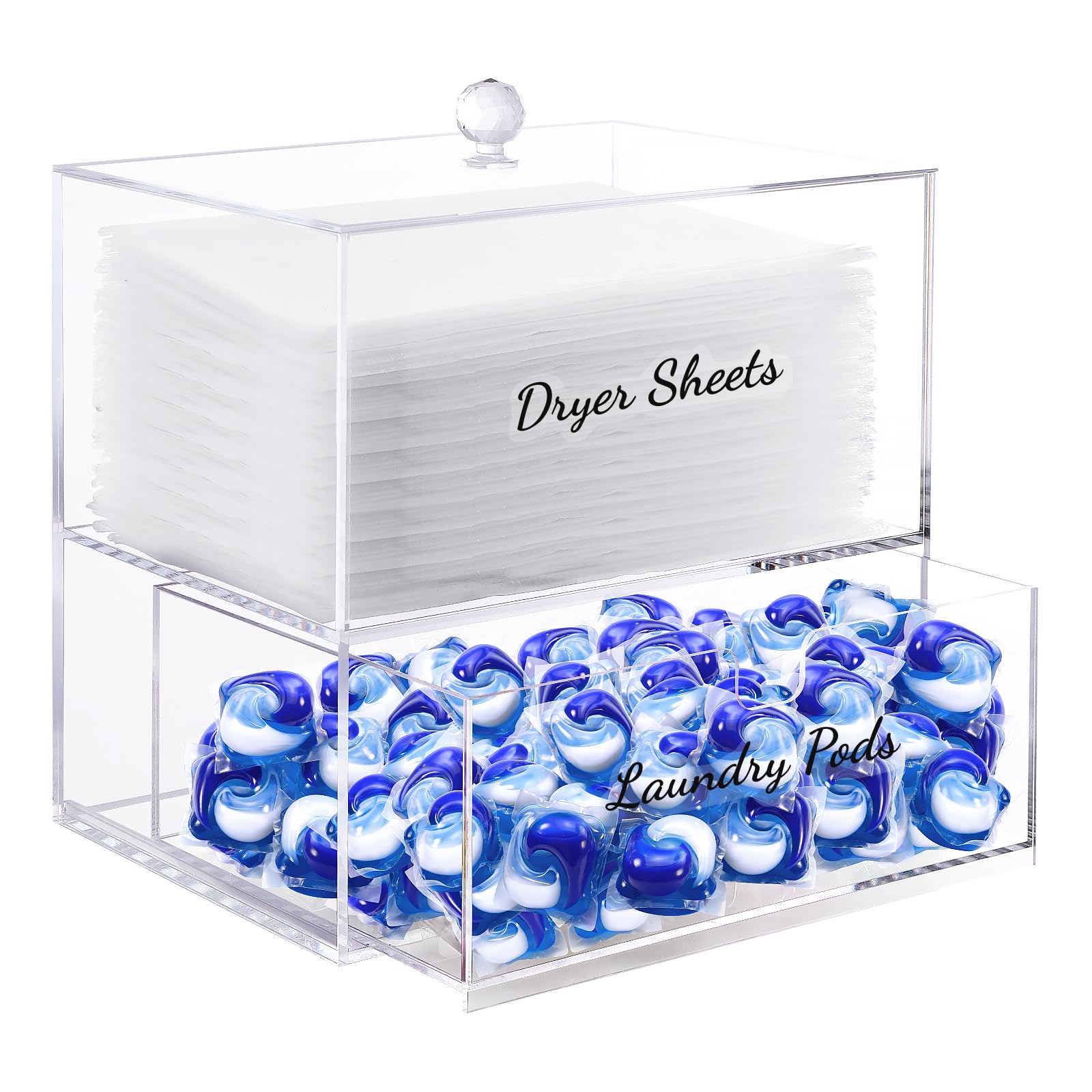 Amazon.com - JYPS Acrylic Dryer Sheet Holder with Drawer and Bamboo Lid ...