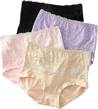 Amazon.com: Verdusa Conjunto de 4 calzones de encaje para mujer, talla ...