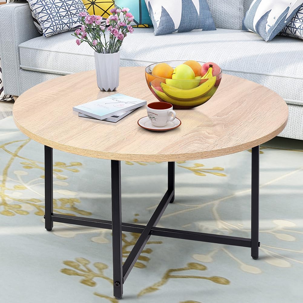 Amazon.com: EMUQUD Round Coffee Table,Living Room Table,23.6" Wood ...