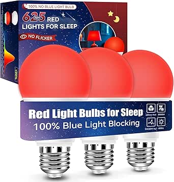Neporal 625nm Red Light Bulbs for Sleep, 100% Blue Light Blocking Light ...