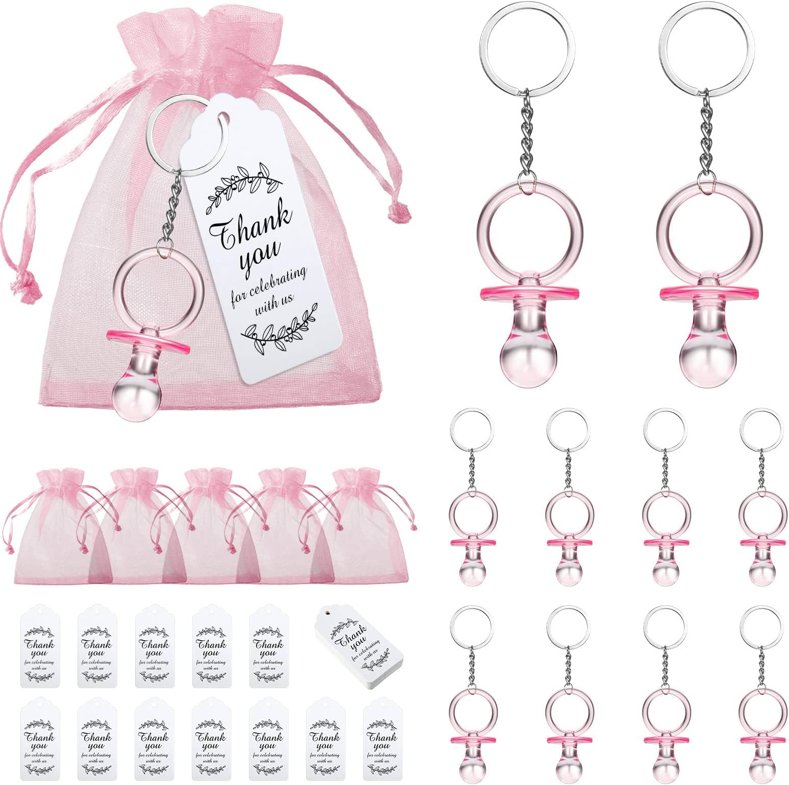 Amazon.com: 120 Pcs Baby Shower Return Favors Pacifier Keychains ...