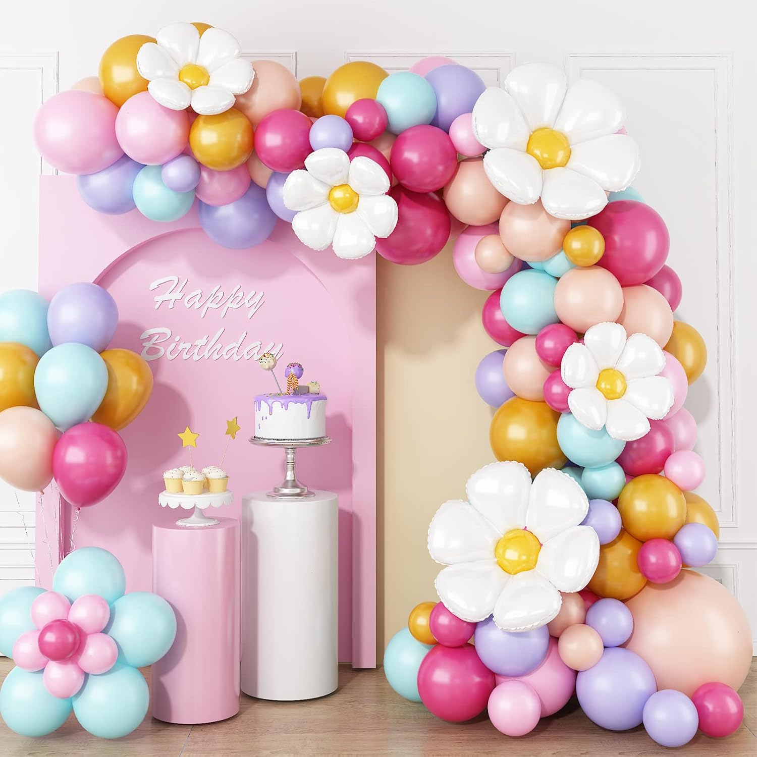 Amazon.com: Pastel Balloon Arch Kit, Daisy Balloon Arch Garland with ...