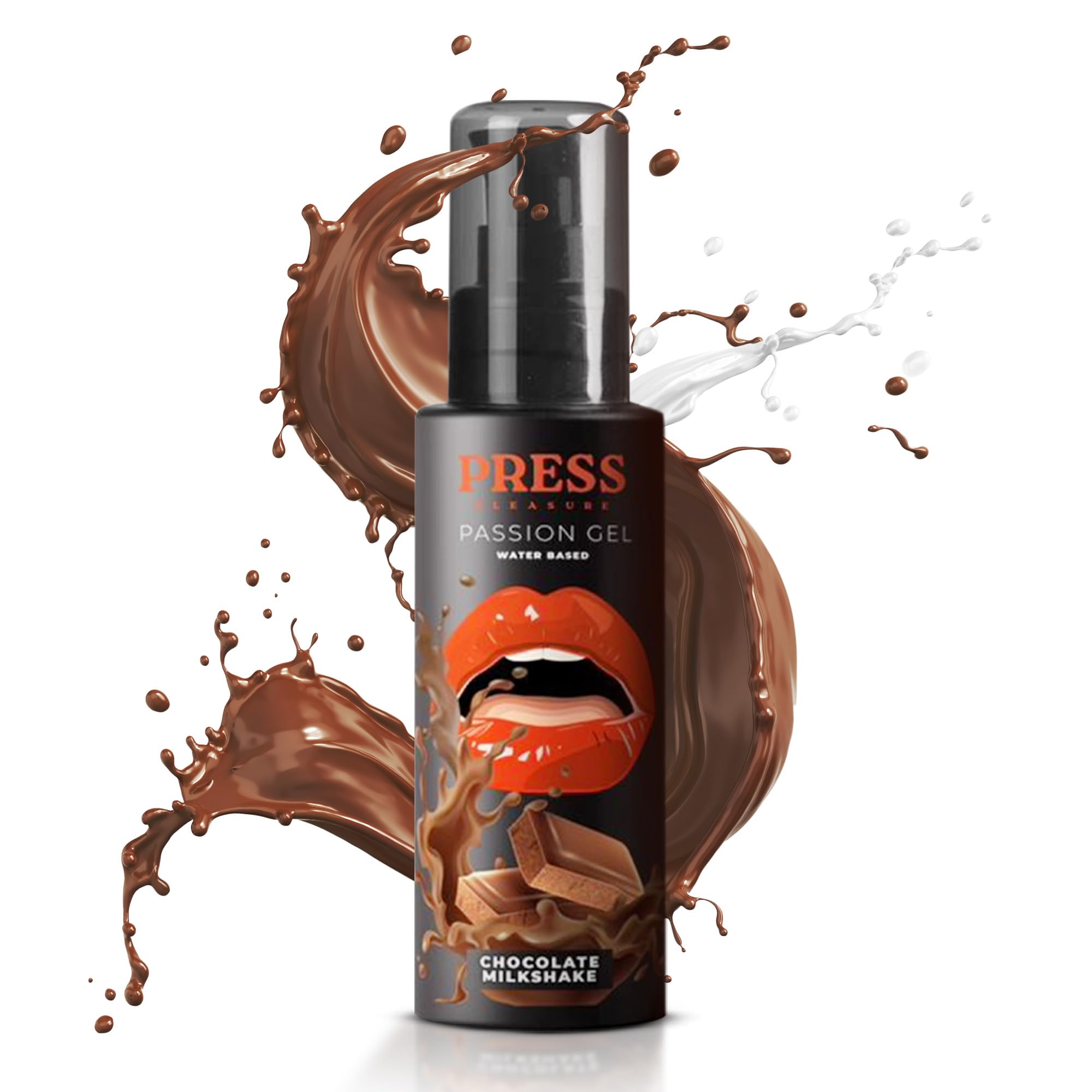 Press Pleasure Chocolate Milkshake Water-Based Lubricant - Edible & Silky Smooth Adult Lube ...