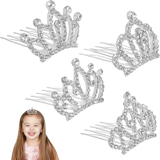 Amazon.com: minkissy 4pcs Crown Comb Hair Clips Medium Girl Hair Clips ...