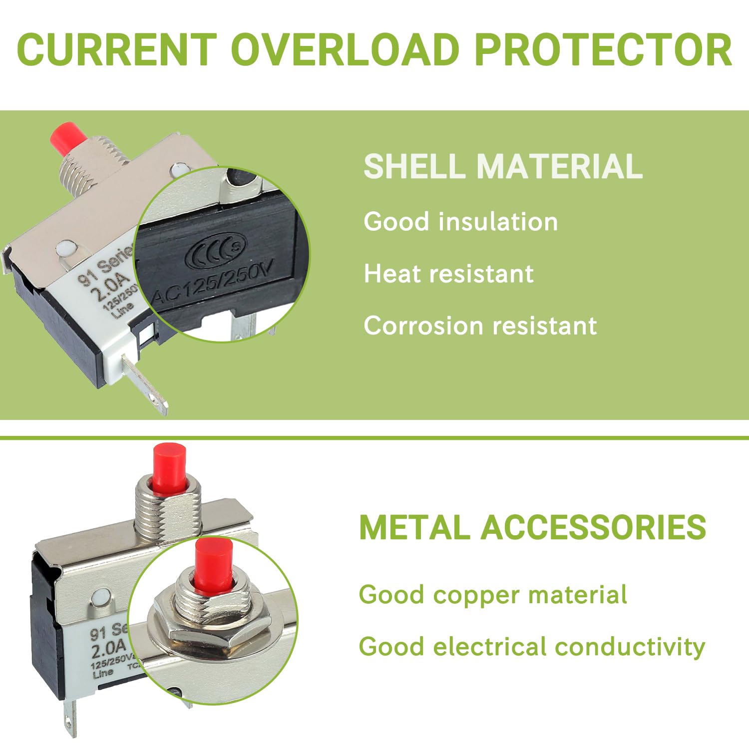 Snapklik.com : EPLZON 95A 9.5 Amps 125/250V AC 50V DC Manual Reset Push ...