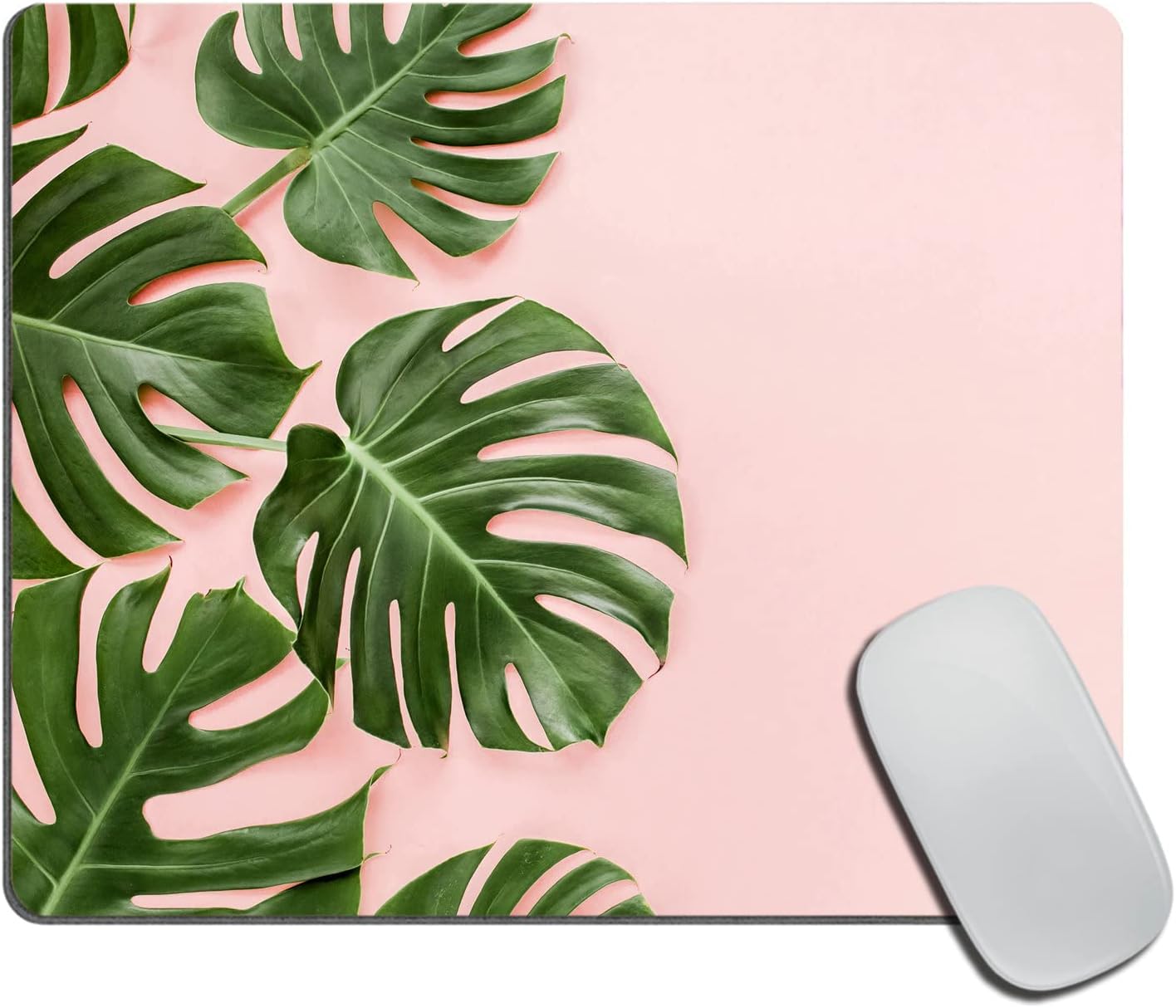 Amazon.com: Palm Tree Leaves Pink Background Mouse Pad, Tropical Leaves ...