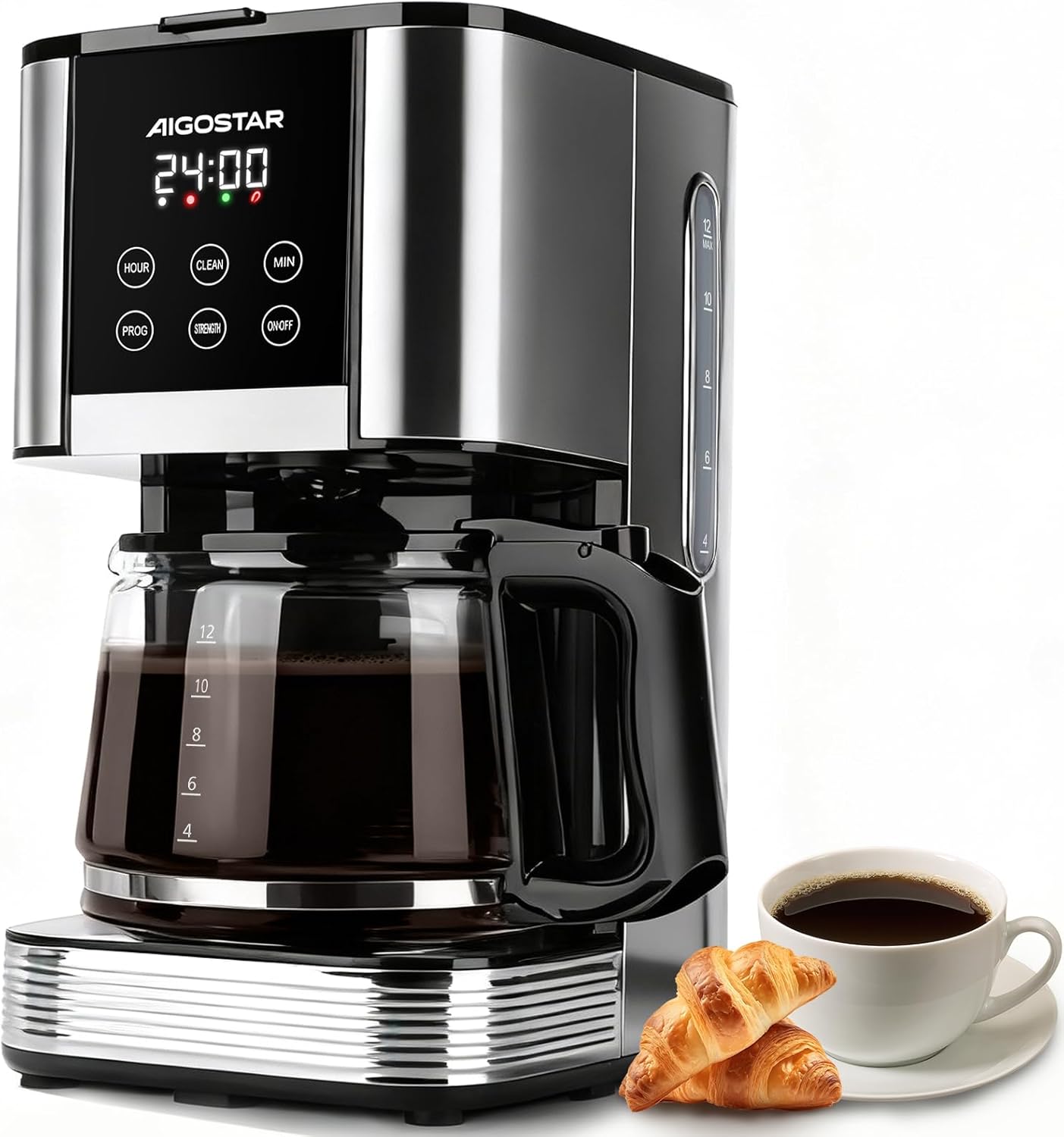 Aigostar Cafetière Filtre Électrique Programmable 24h 12 Tasses 1,5L ...