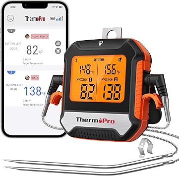 Amazon.com: ThermoPro 450 ft Bluetooth Meat Thermometer with 2 Probes ...