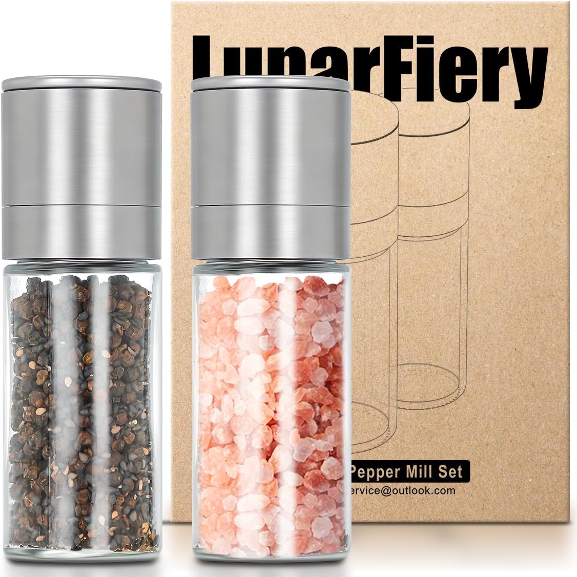 Mini Salt and Pepper Grinder Set, Adjustable Coarseness Coarse & Fine ...