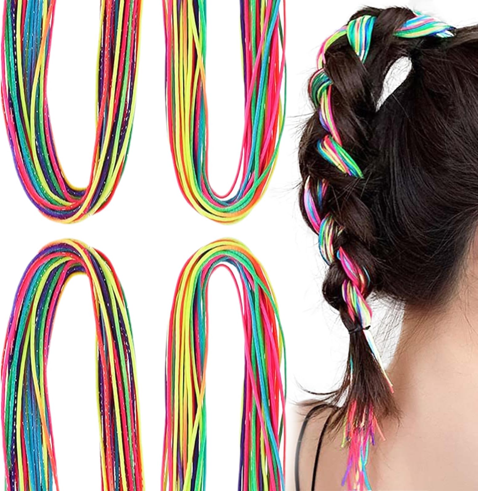 Amazon.com : Girls' Hair Accessories, Braiding Tinsel Rope Wrap ...