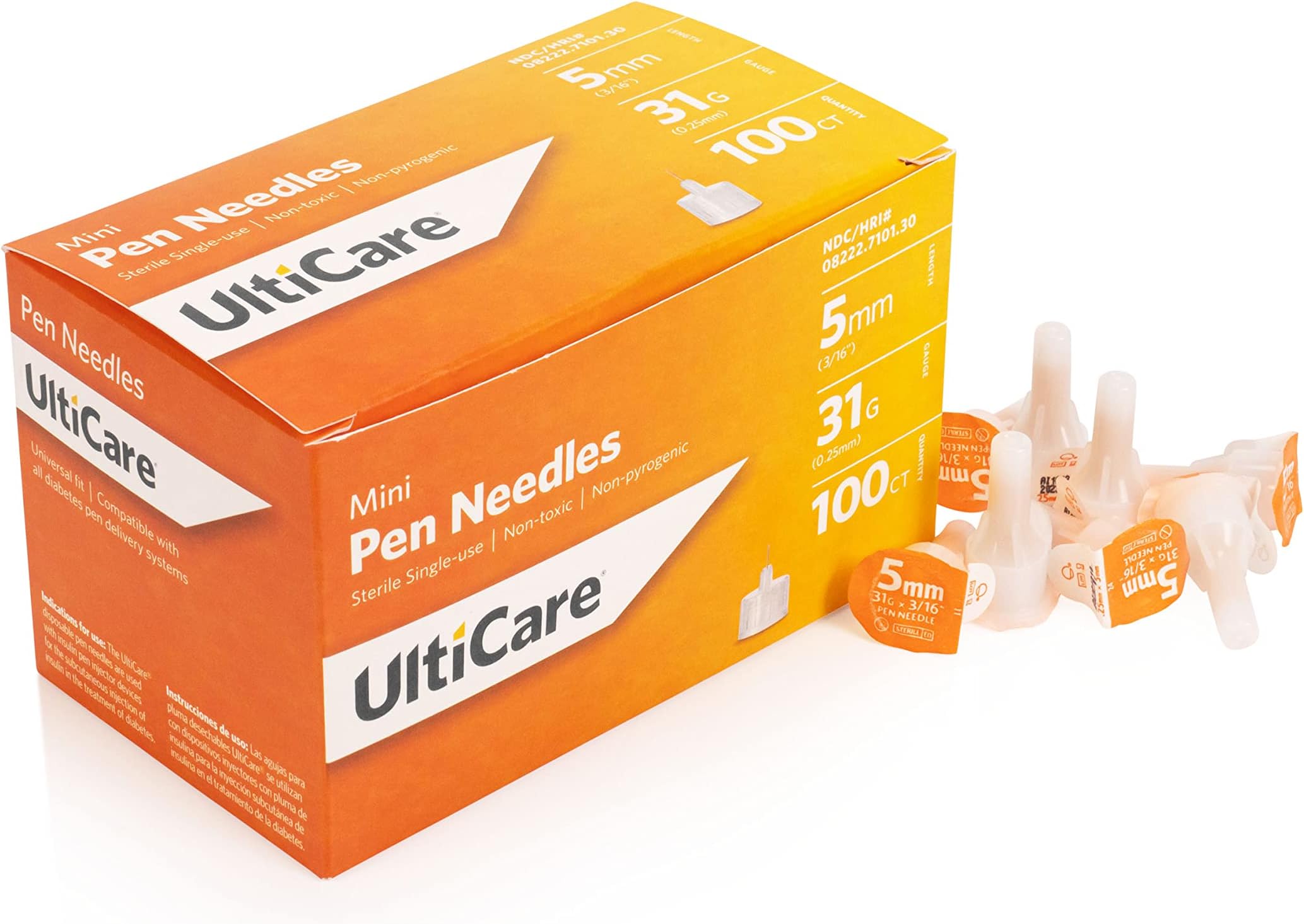 Amazon.com: UltiCare Pen Needles 5mm (3/16”) x 31G Mini, 100 Count: for ...