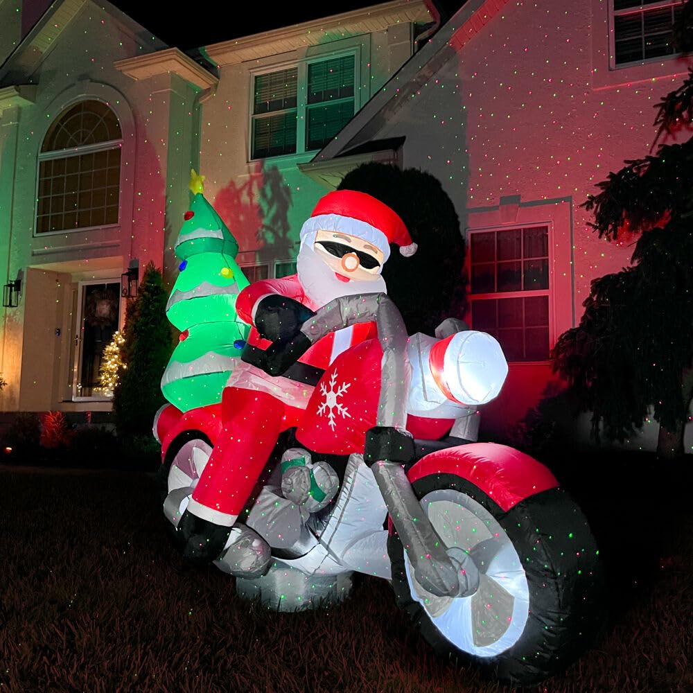 Snapklik.com : Fraser Hill Farm 7-Ft. Wide Santa On Motorcycle Blow Up ...