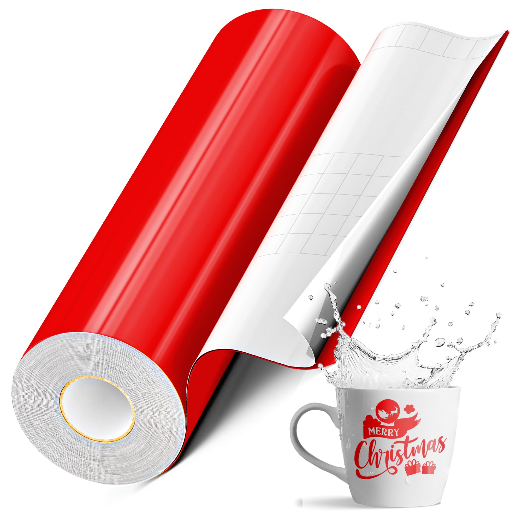 EPRCUT Red Permanent Vinyl, 12" x 50 FT Self Adhesive Vinyl, Glossy Red ...