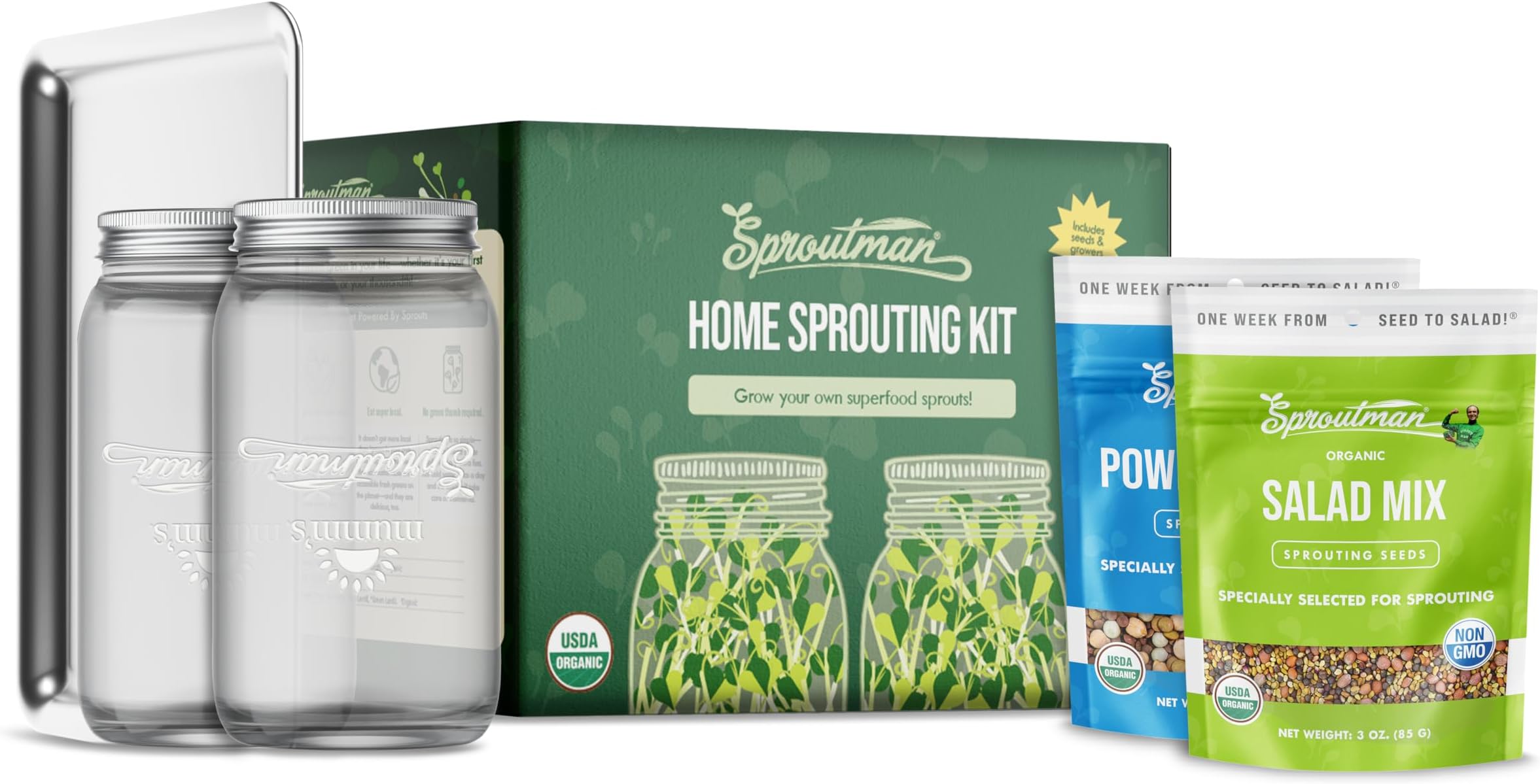Amazon.com : Home Sprouting Starter Kit - Sproutman Organic Sprouting ...