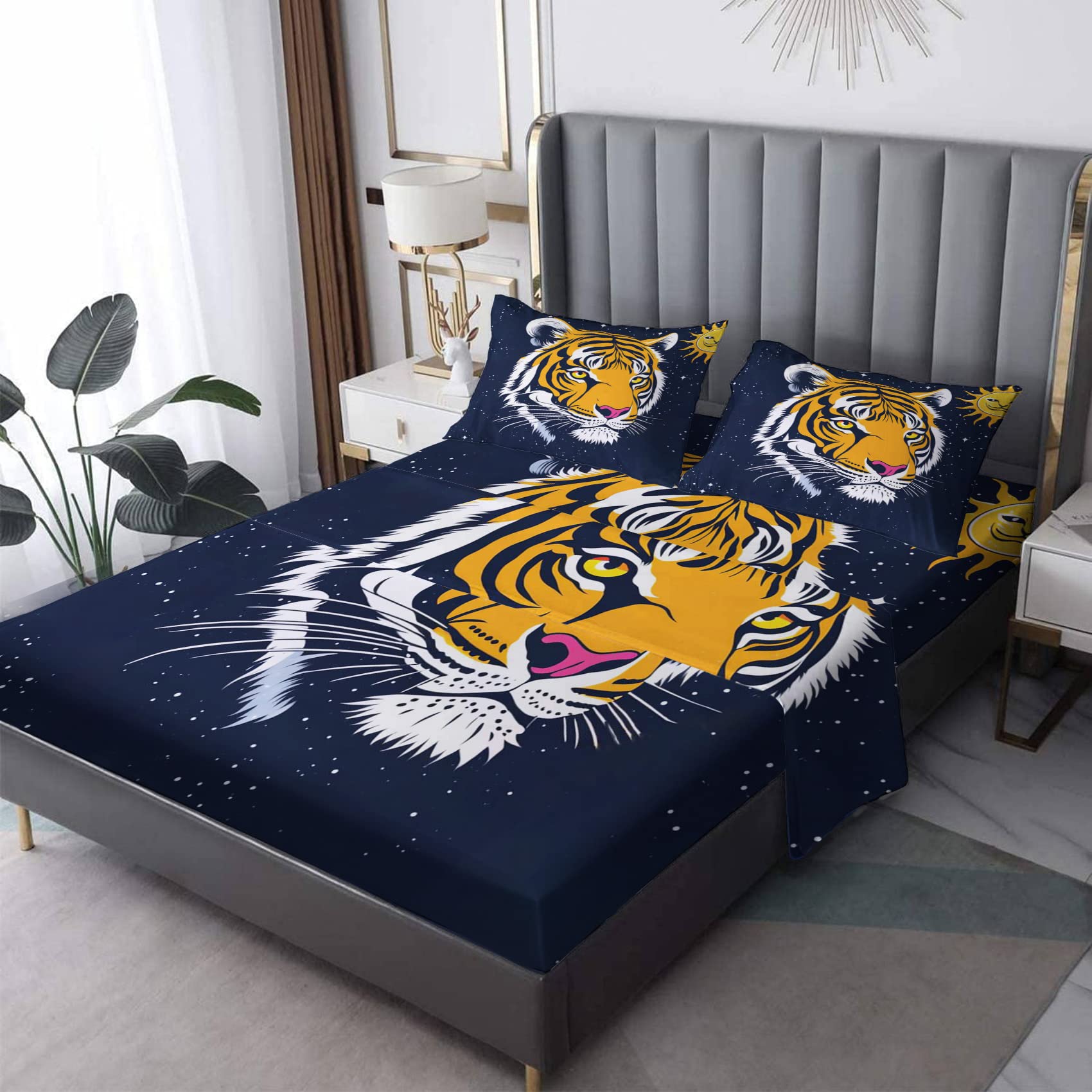 Best Percale Sheets NOGAWA Tiger Sheets Split King Size, Animal Bed ...