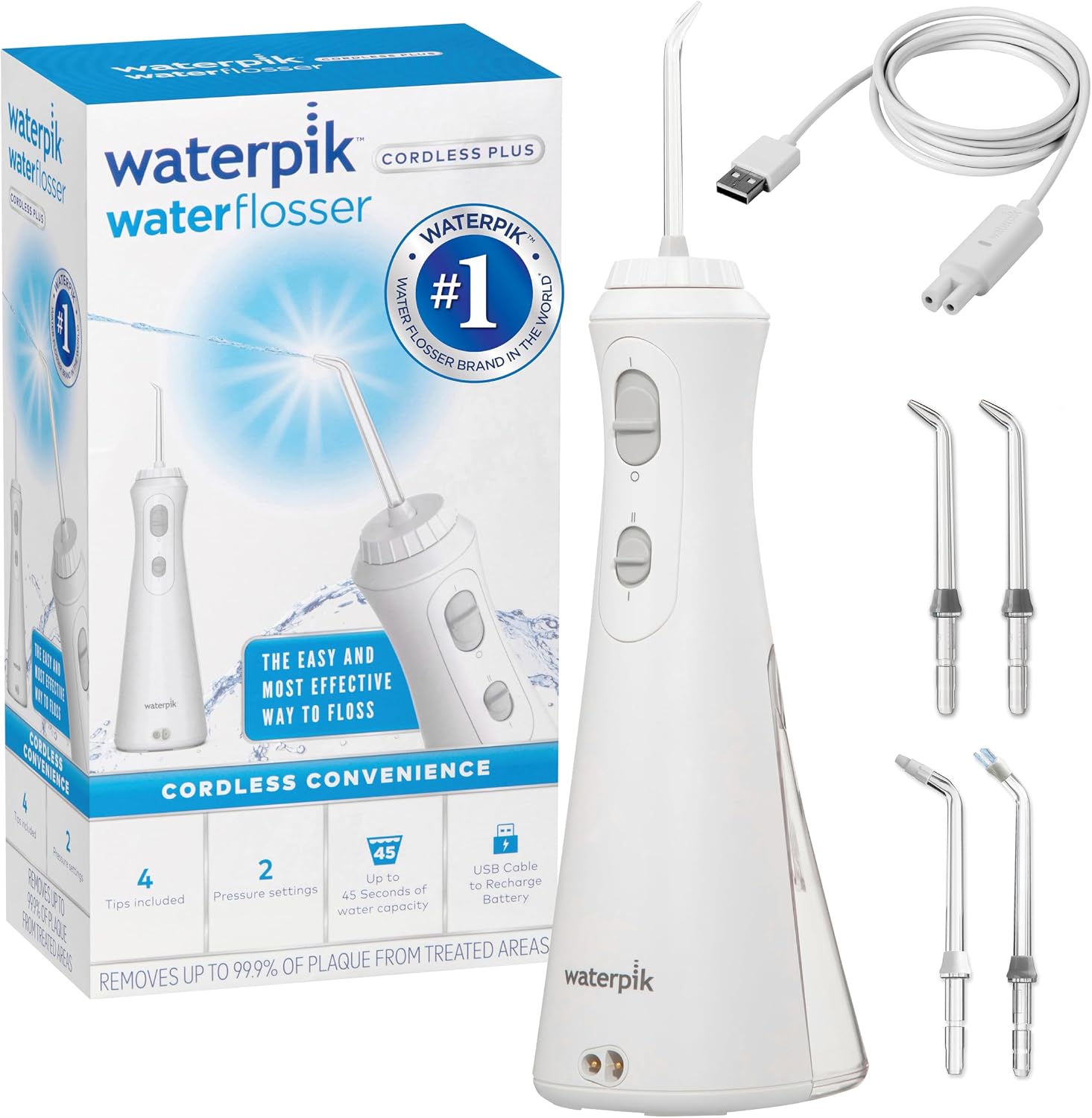 Waterpik Cordless Plus, Portable Water Flosser - Rechargeable USB, 2 ...