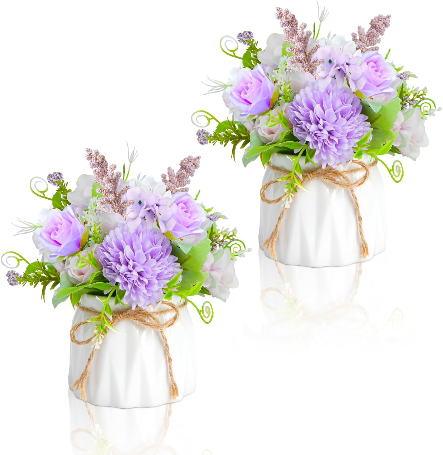 Amazon.com: 2pcs Artificial Flower Potted Plant, Table Decor Purple ...