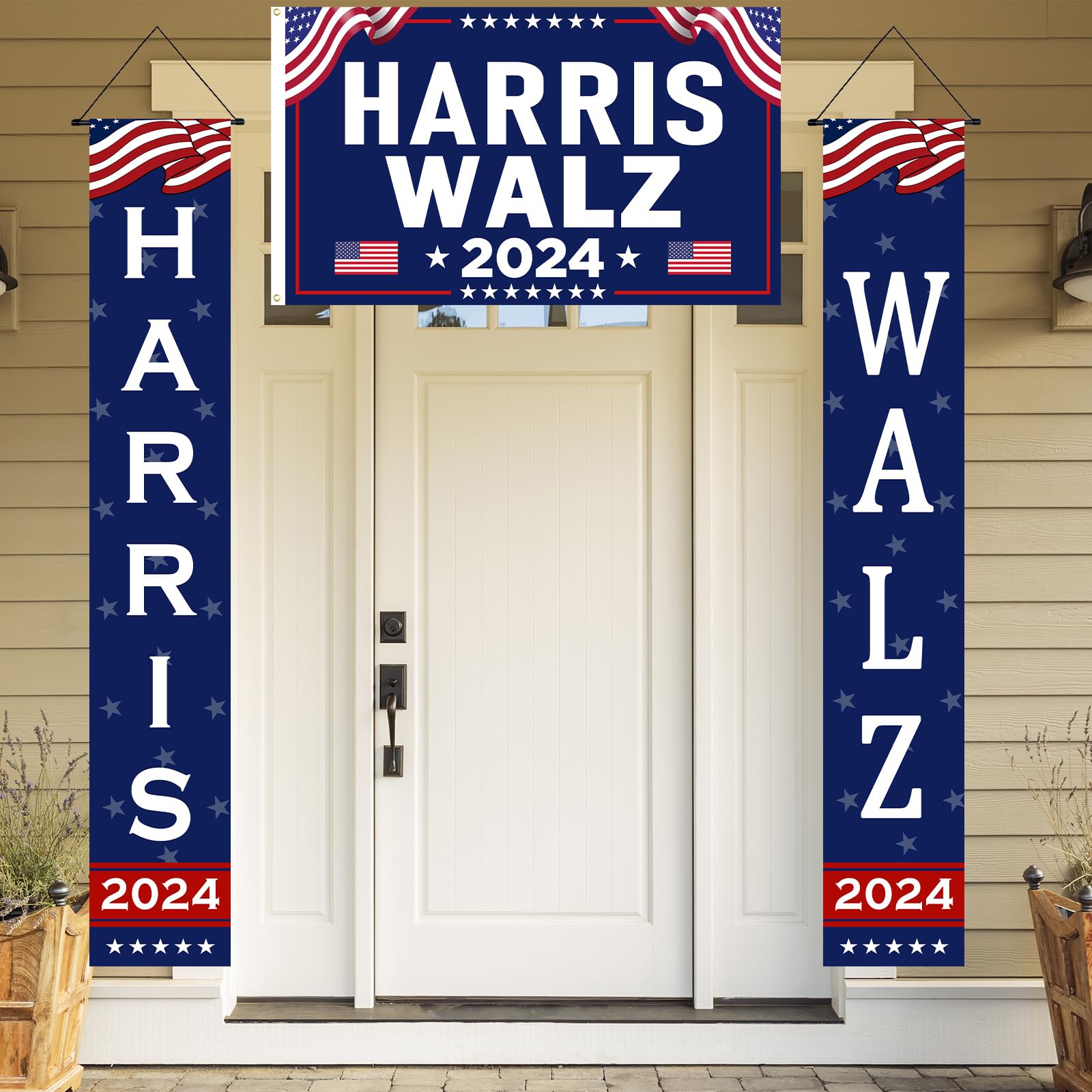 Amazon.com : 3 Pcs Kamala Harris Tim Walz 2024 Banner Flag Set 3 x 5 Ft ...