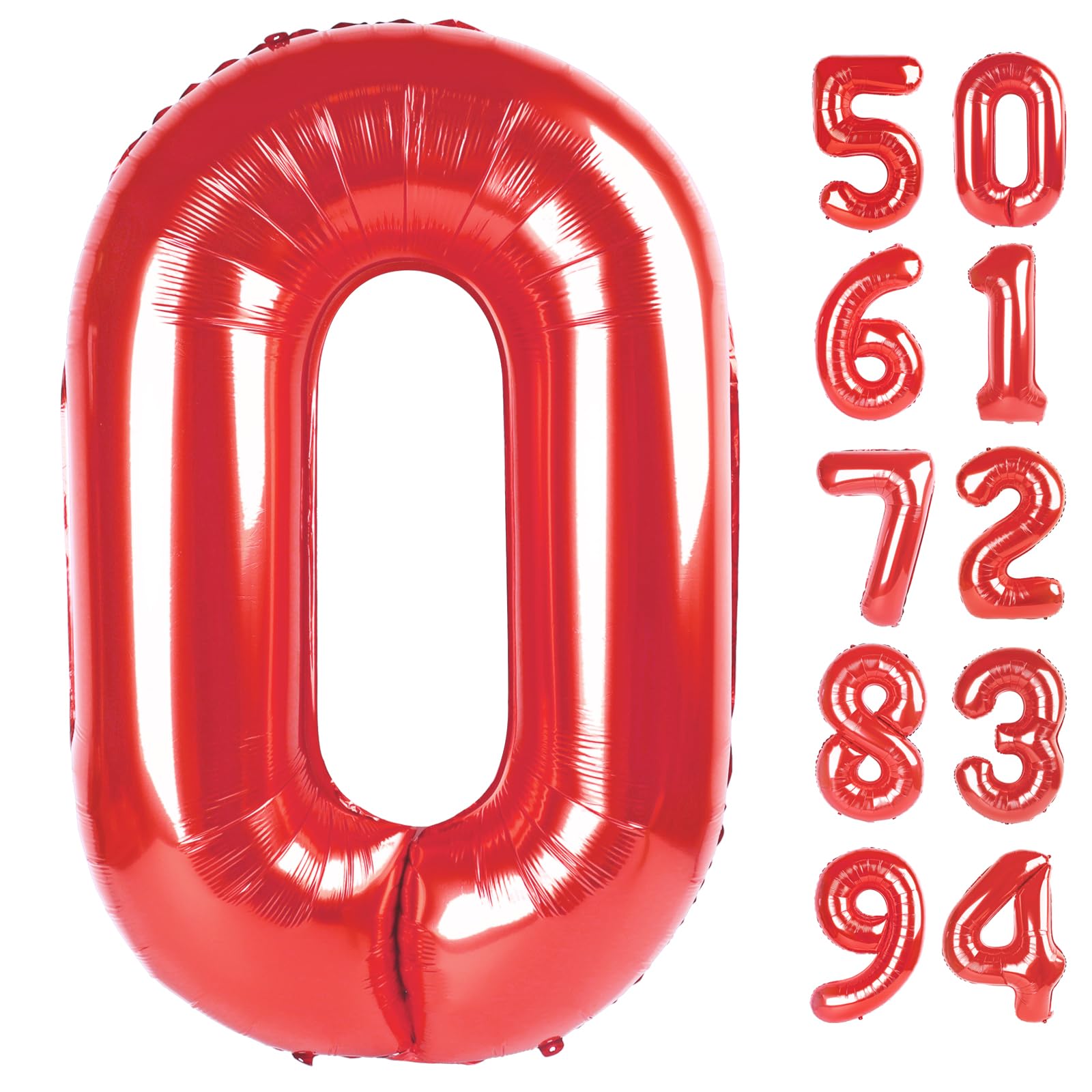 Amazon.com: Red Number Balloon 40 Inch, 0 Number Balloons, 10 20 30 40 ...