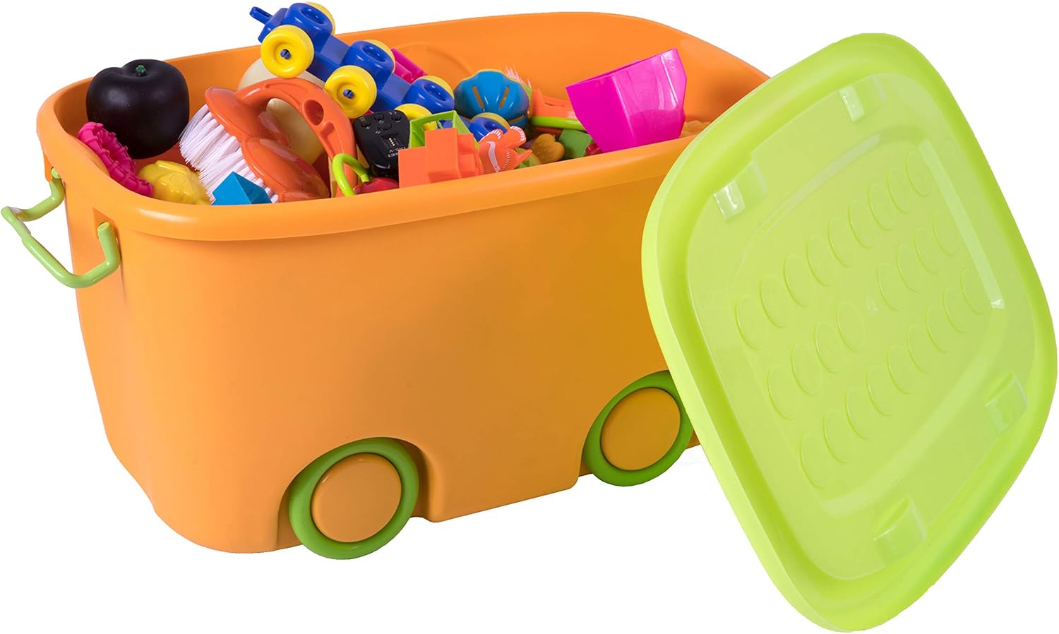 Basicwise Stackable Toy Storage Box with Wheels, Large Orange : Amazon ...
