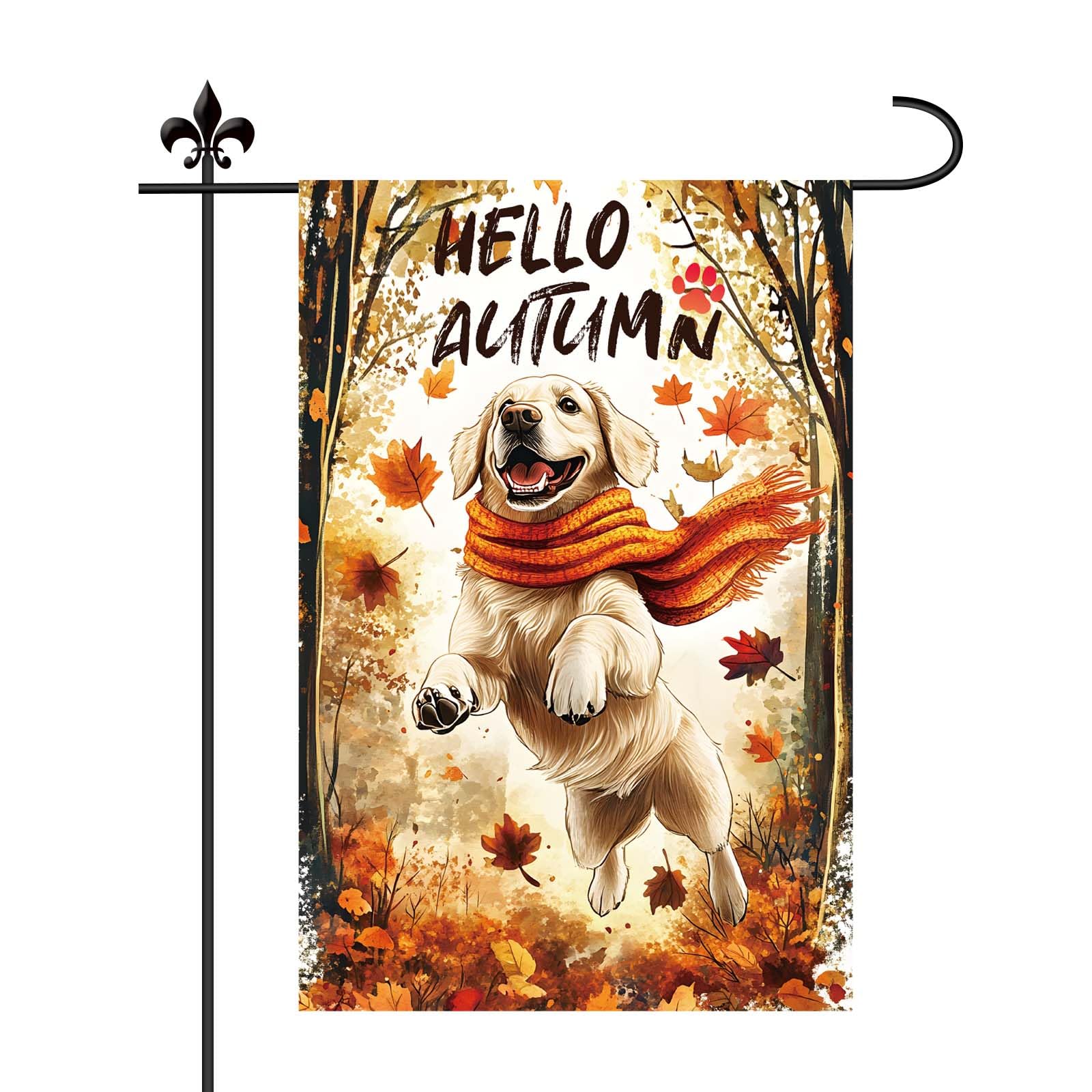 Amazon.com : Golden Retriever Fall Garden Flag, 18x12in Double Sided ...
