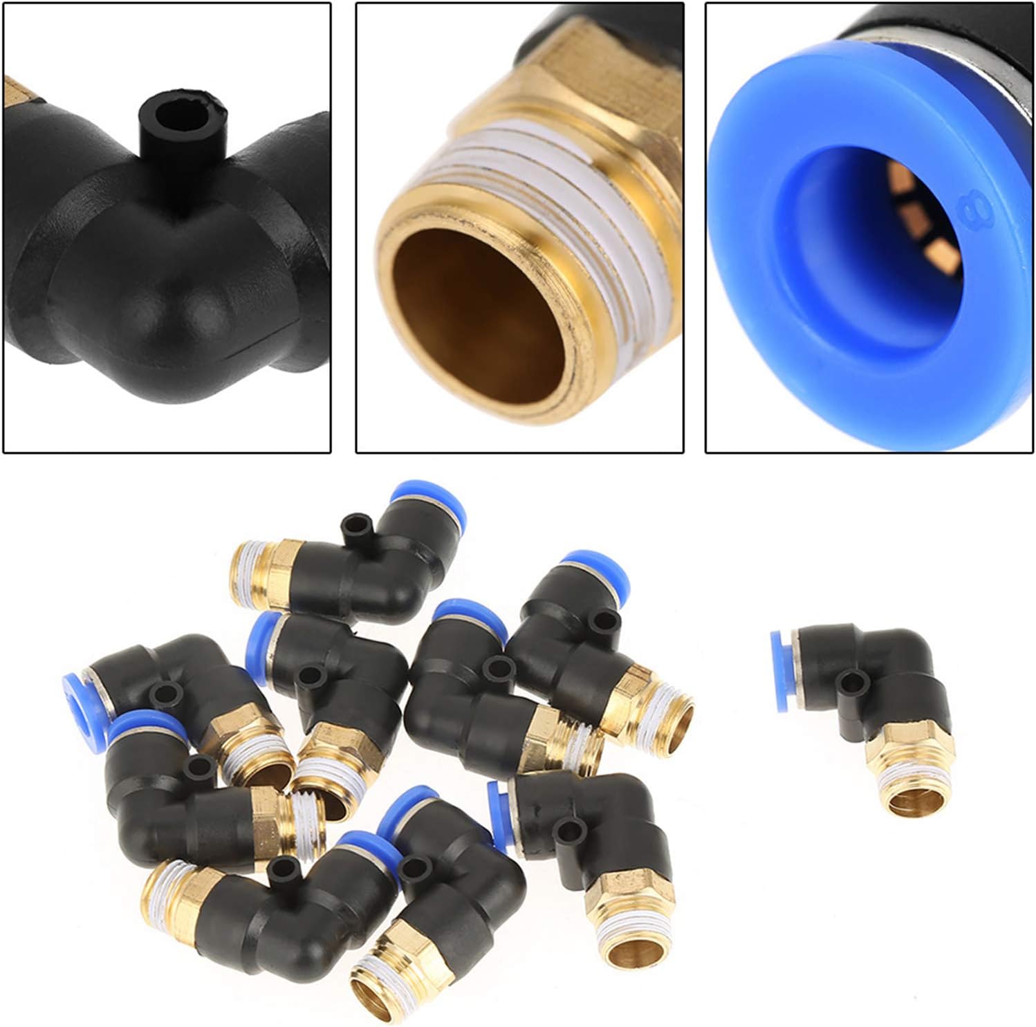 Pneumatic Elbow -10pcs Quick Connector Air Fittings Adapter 8mm ...