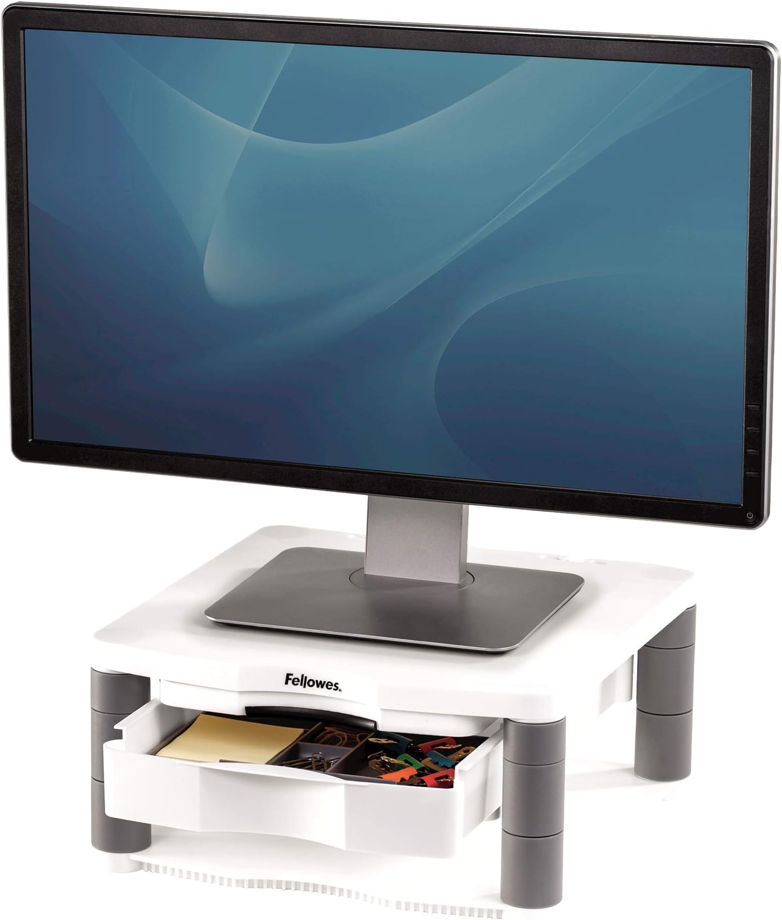 Fellowes Premium Plus Adjustable Monitor Stand, White : Amazon.co.uk ...