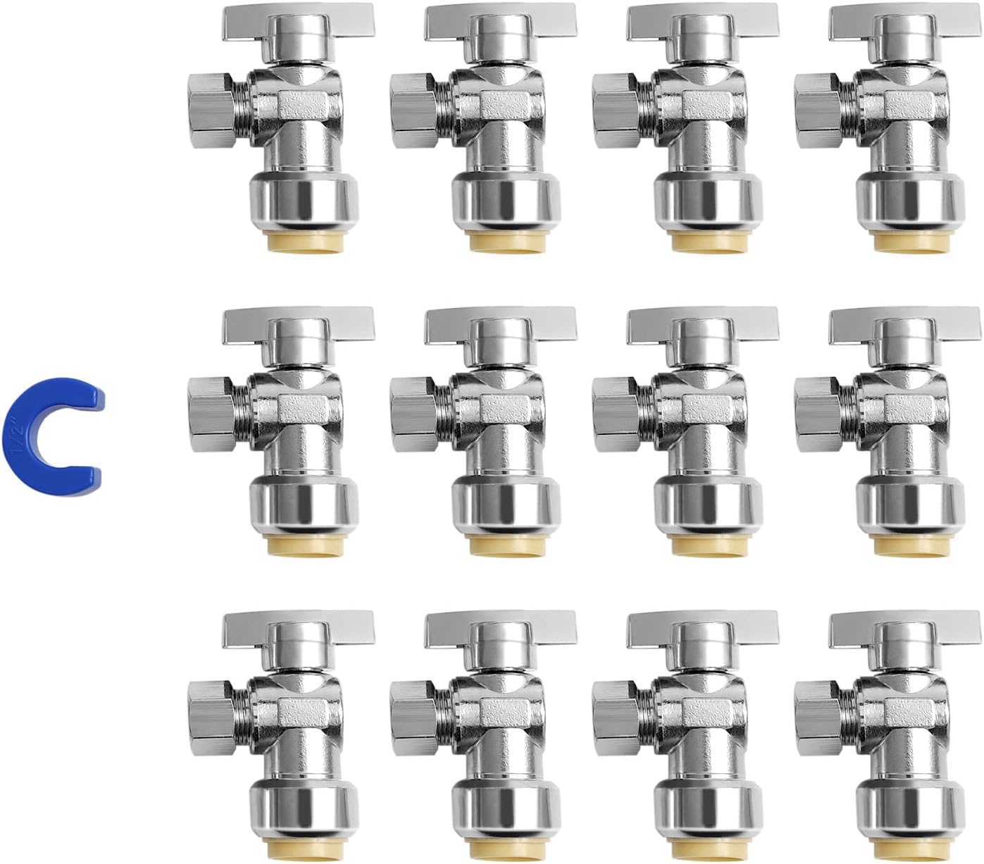 12-Pack Angle Stop Valve, 1/2" Ptc x 3/8" Compression Fit Angle Shut ...