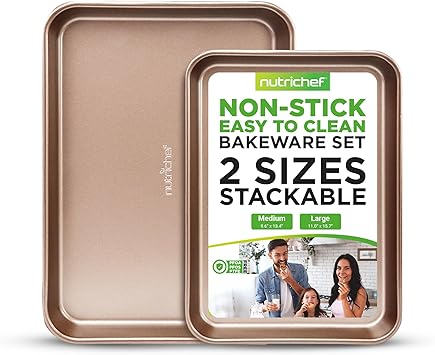 Amazon.com: NutriChef 2-Piece Premium Nonstick Cookie Sheets for Baking ...