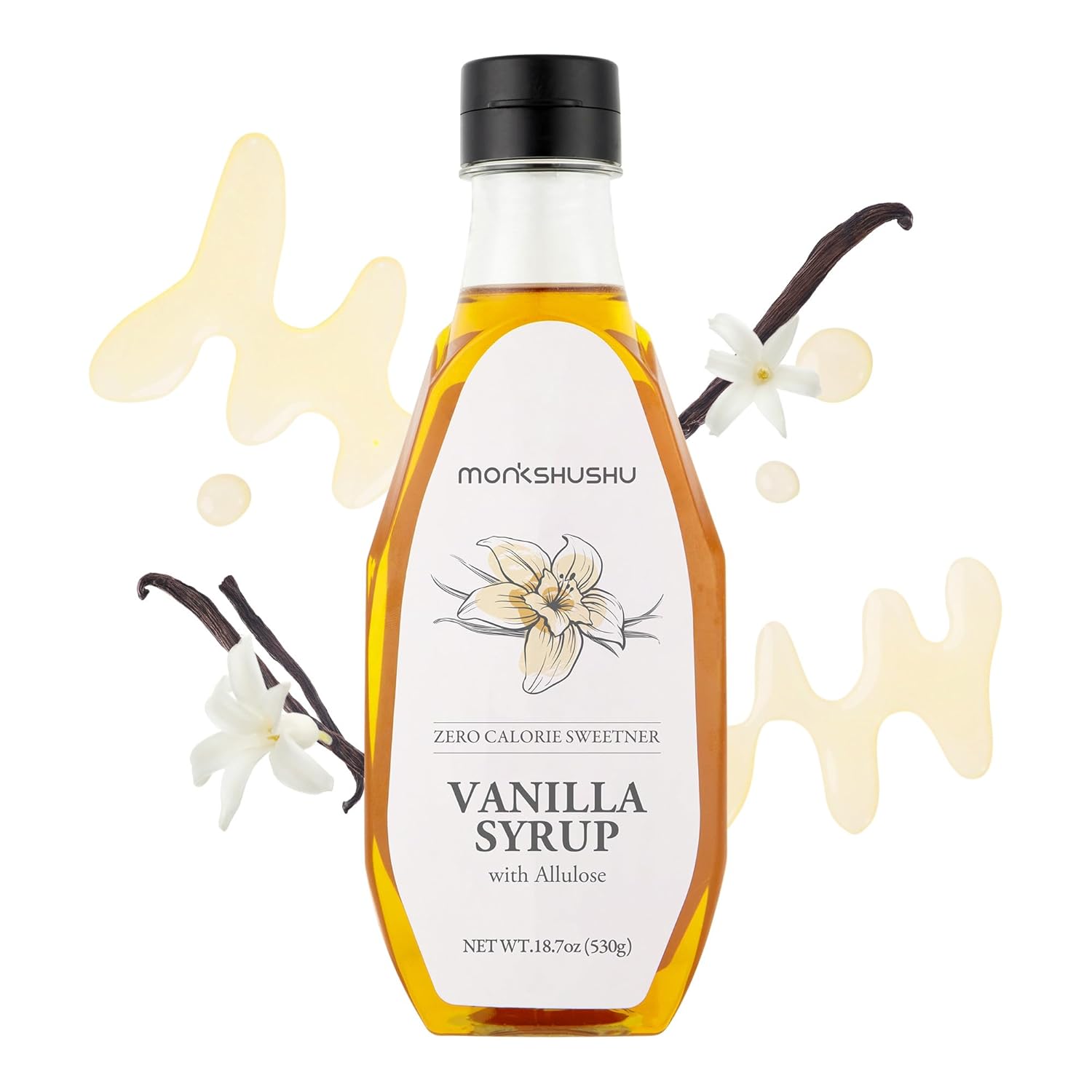 Amazon.com: MONKSHUSHU Vanilla Allulose Syrup 18.7 Fl Oz for coffee ...