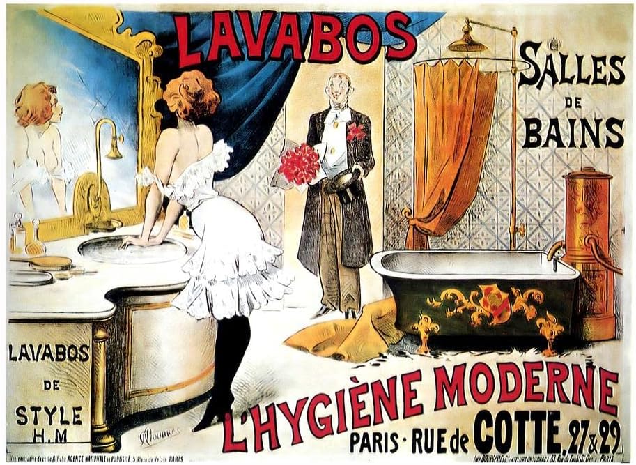 Amazon.com: Lavabos Sink Hygiene Moderne Vintage Illustration Art Deco ...
