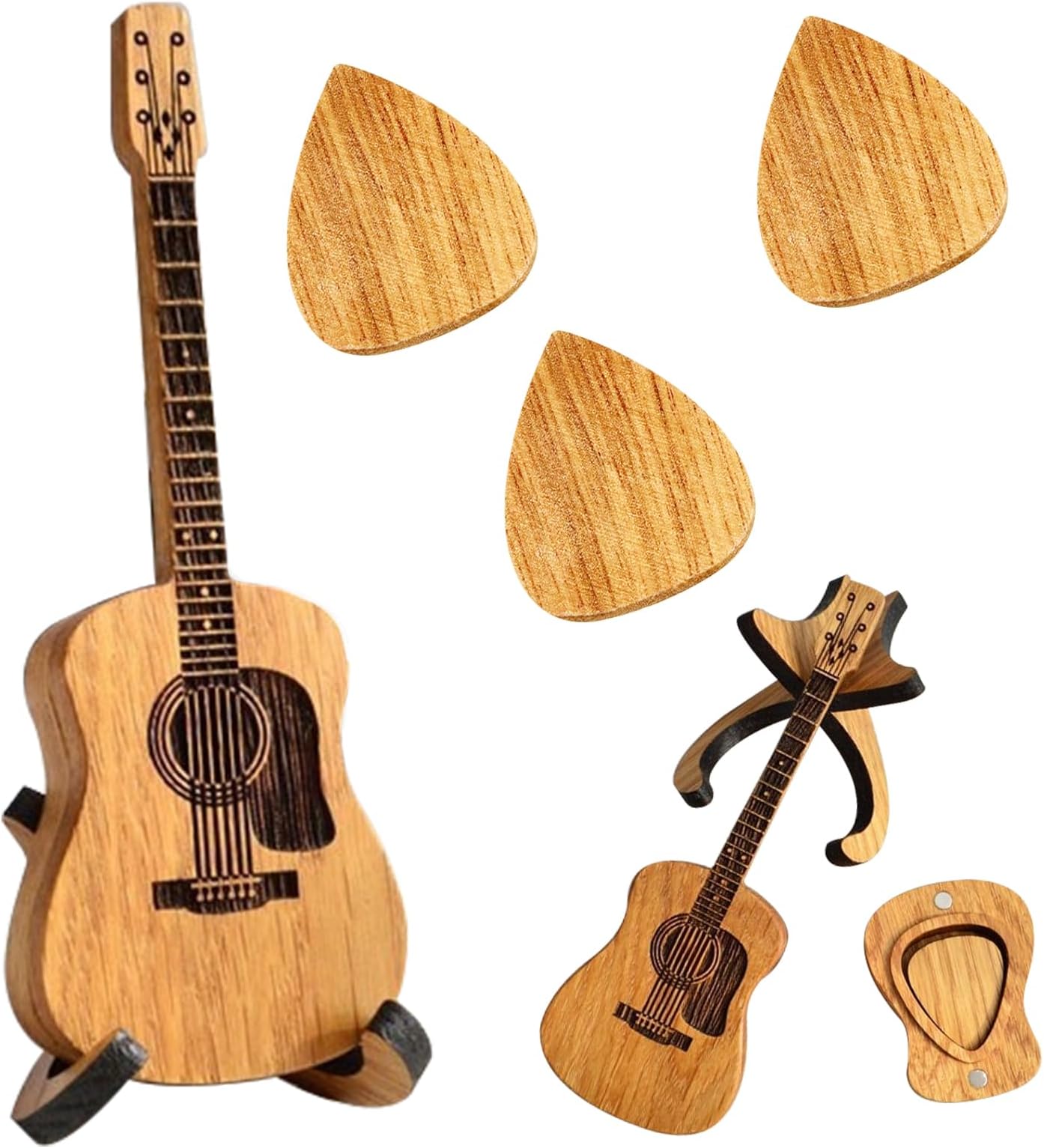 Lithyc Holz-Plektrumbox FüR Akustikgitarre - Holz Gitarren Plektren ...